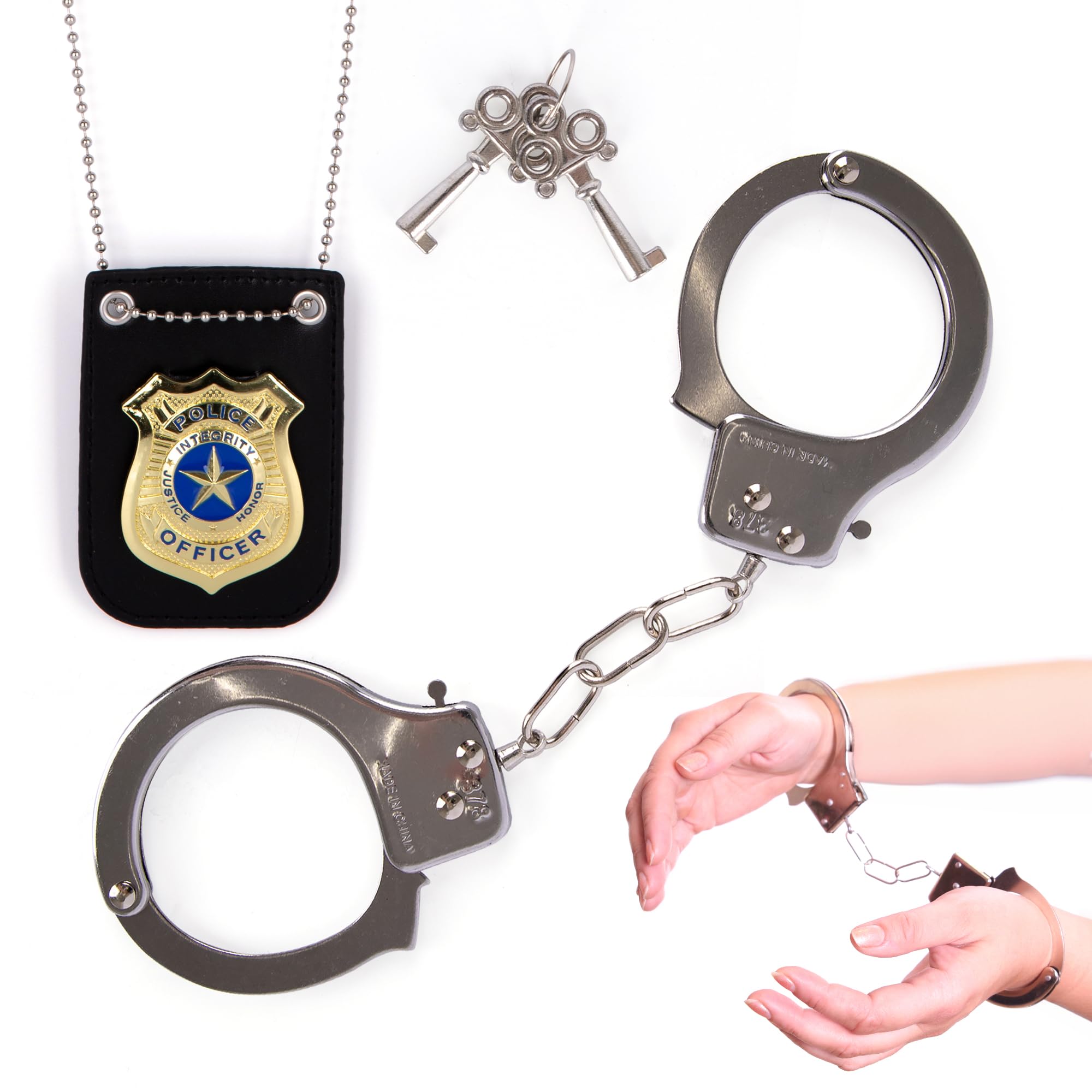 Amazon.com: ArtCreativity Police Badge and Toy Handcuffs - Kids Polices ...