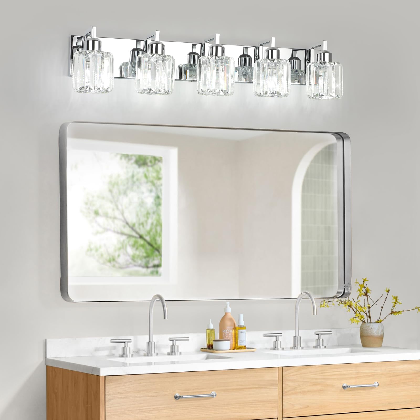 Bathroom Vanity Light Fixtures Modern LED Crystal Bathroom Vanity Light ...