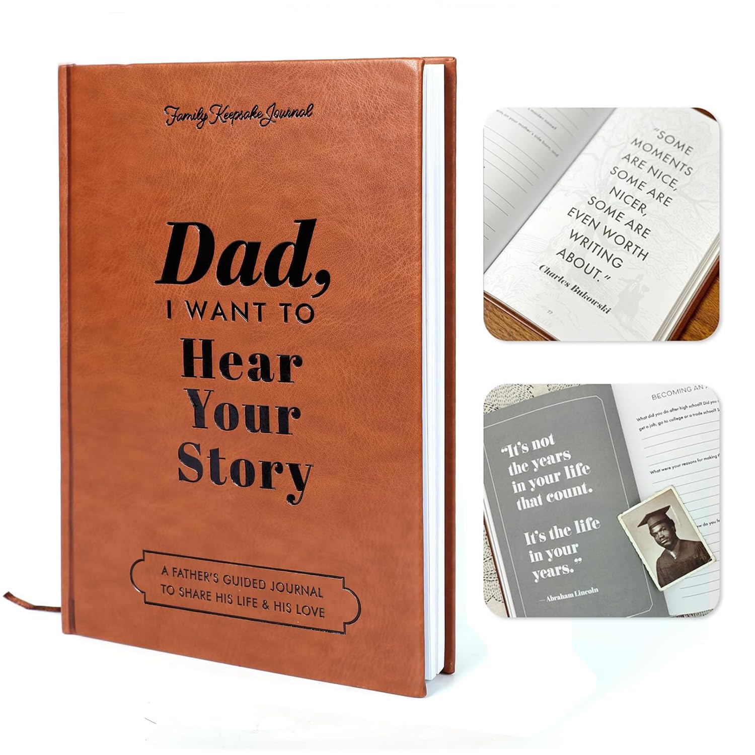 Dad, Story: Great Gifts For Dad, Leather Wrapped Hardback, Ribbon ...