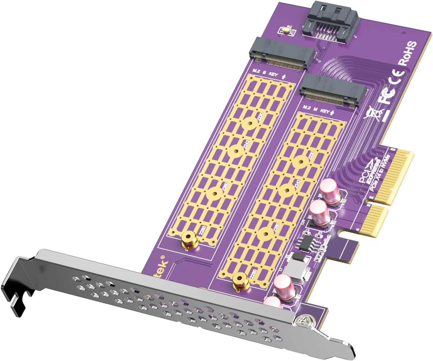 Amazon.com: 2-Port M.2 NVMe Adapter M-Key and B-Key, PCIe X4 Gen3 ...
