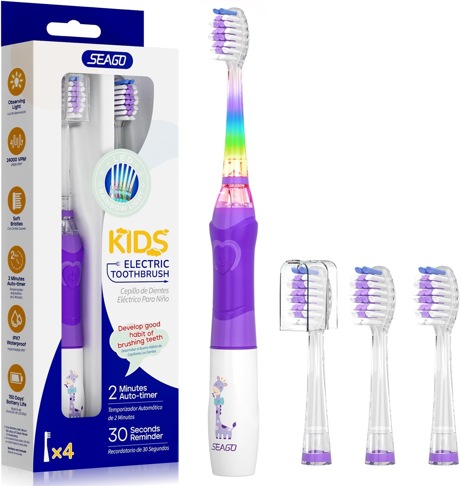 Amazon.com: Kids Electric Toothbrush Toddler Toothbrush Age 2-4-8-12 ...