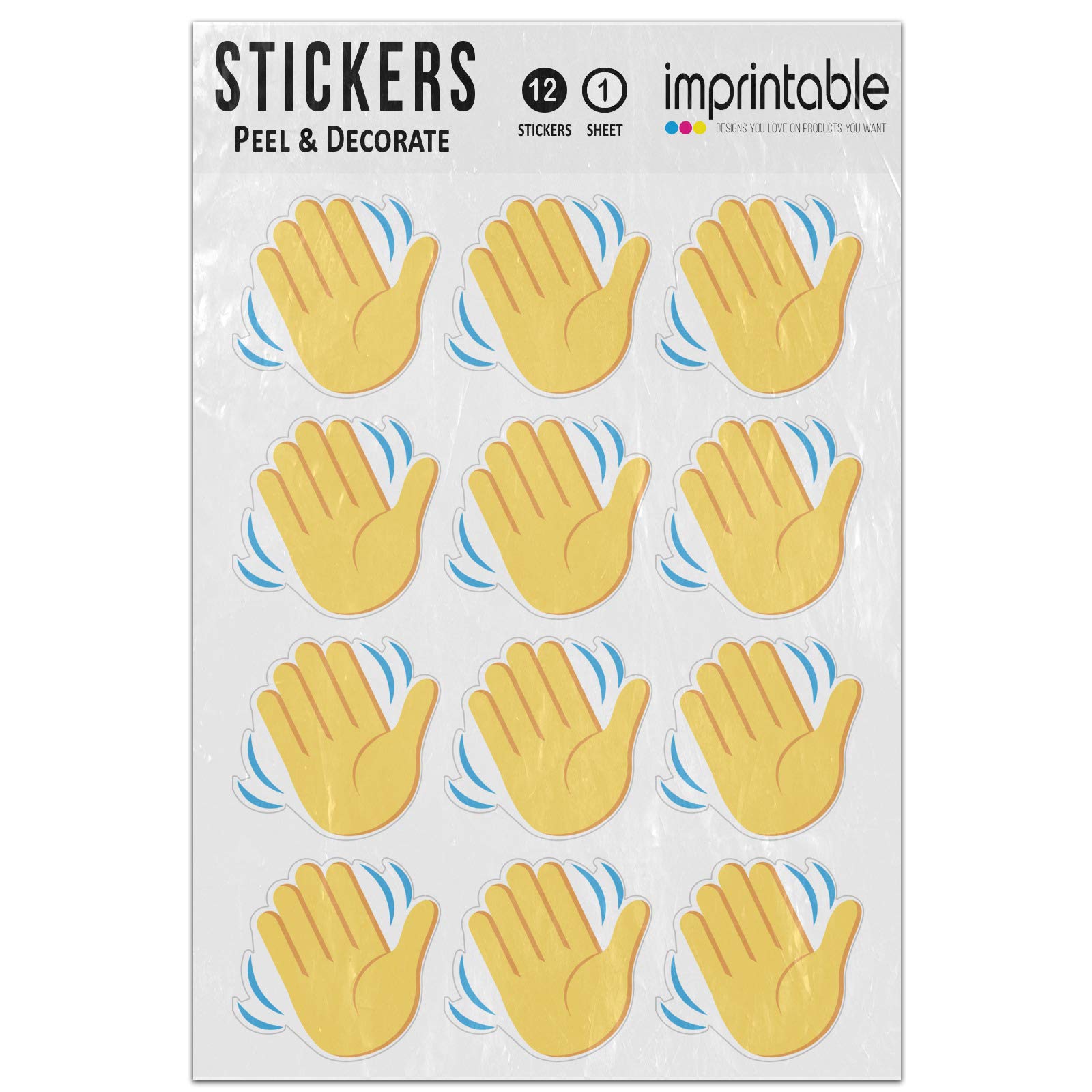 Buy Imprintable Emoji Waving Hand Sign Sticker Sheet 12 Stickers Online ...