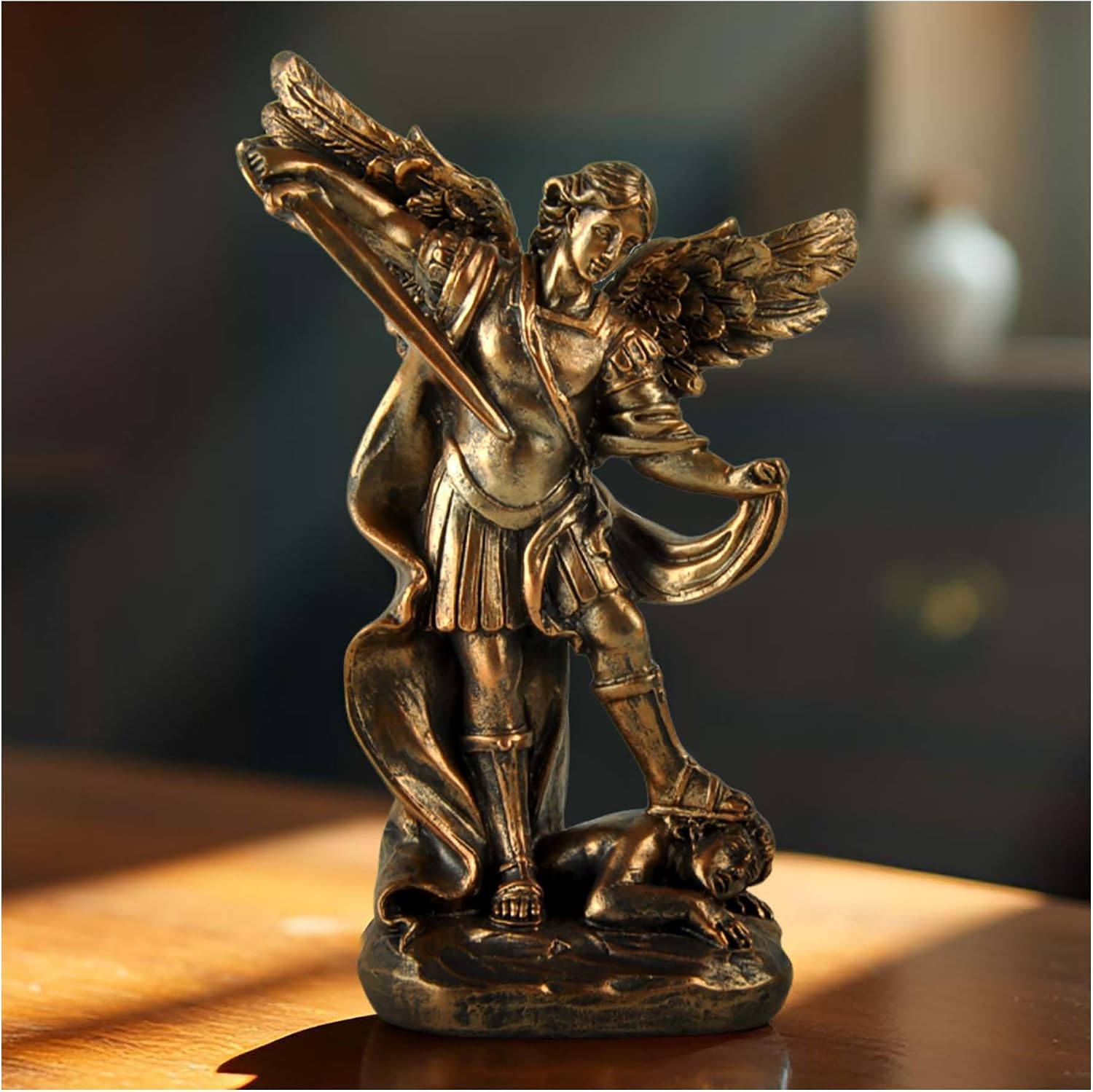 Amazon.com: PlentifulHome St. Michael The Archangel Statue – Bronze ...
