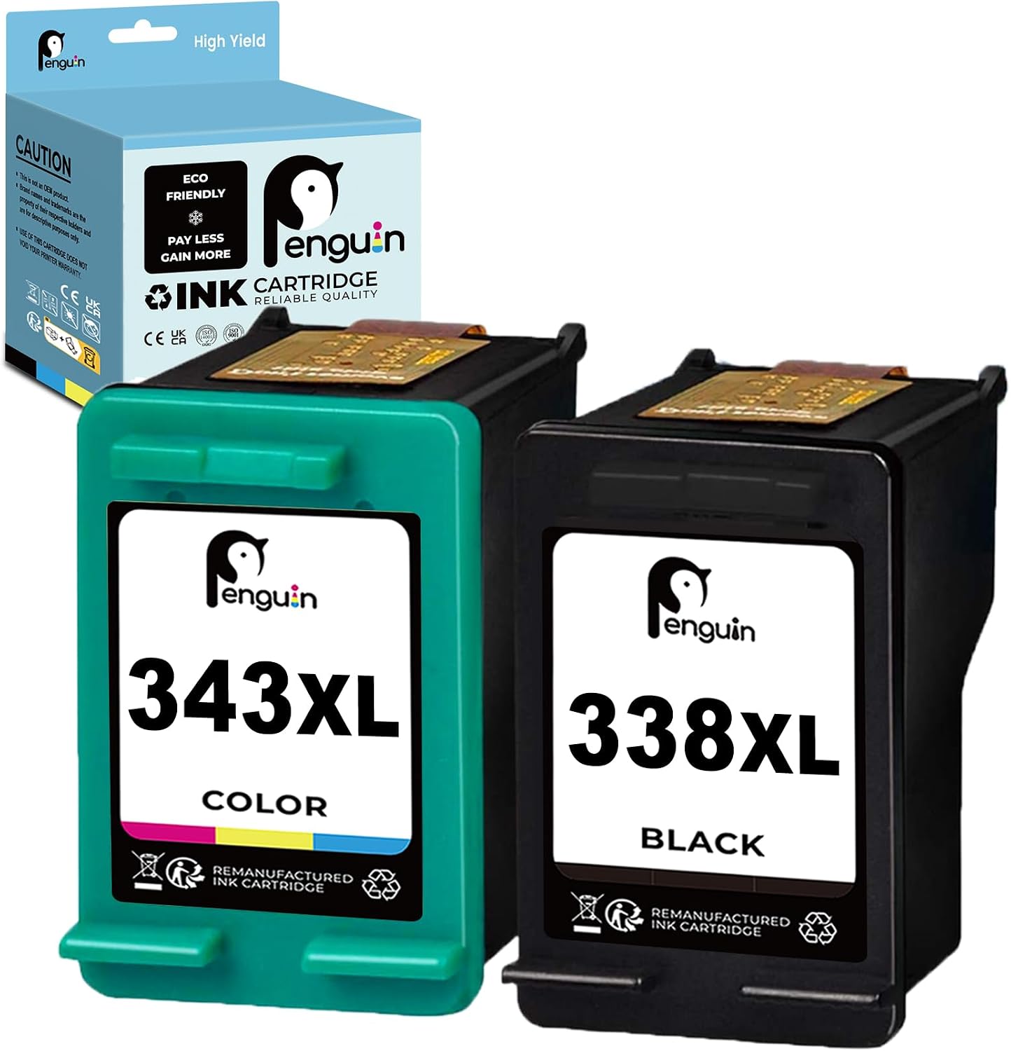 Penguin 338XL 343XL Cartouches d'encre Remanufacturées pour HP ...