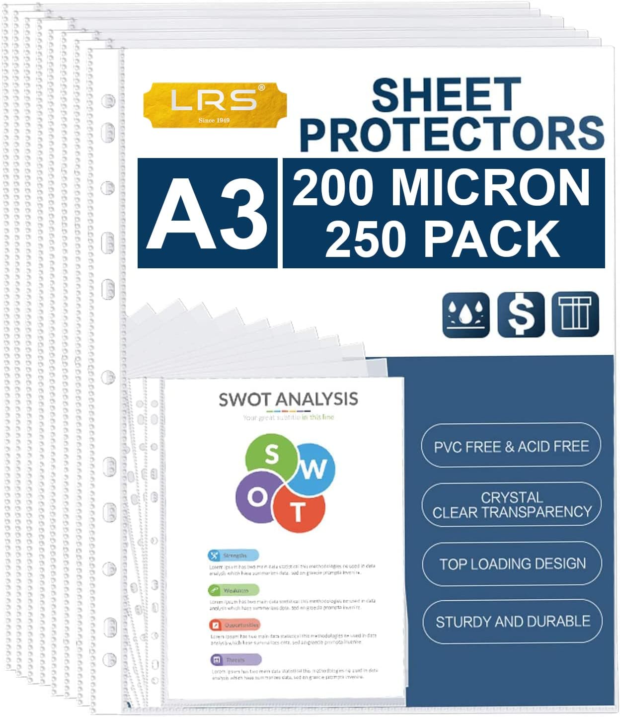 LRS Sheet Protectors - A3 Size (Double of A4) - 200 Micron Thick - 11 ...