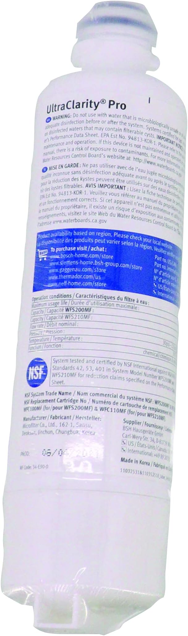 Amazon.com: Bosch 11034152 UltraClarity Water Filter Cartridge : Tools ...