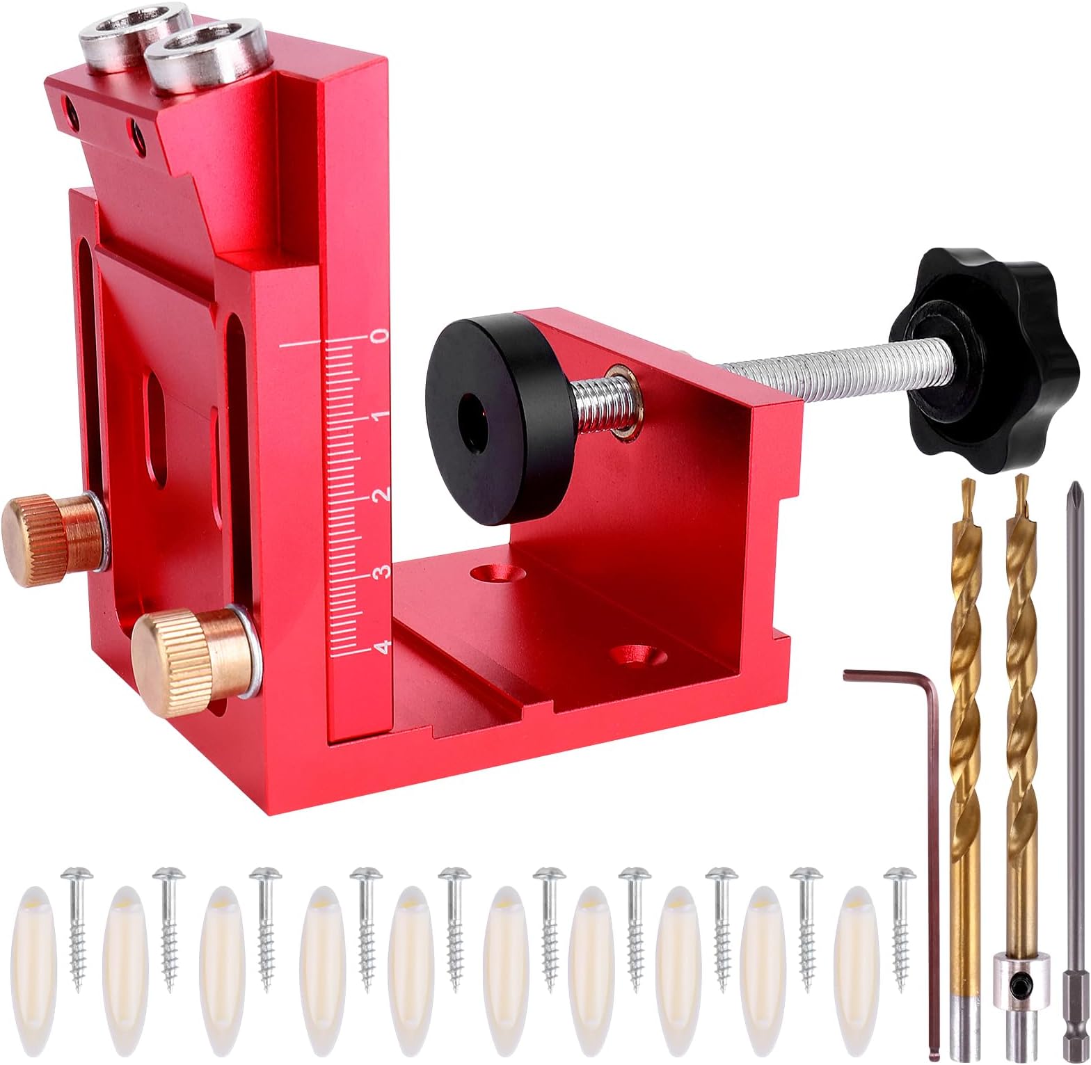 TREELF Pocket Hole Jig, 114 Pcs Mini Jig Pocket Hole System Kit with 9 ...