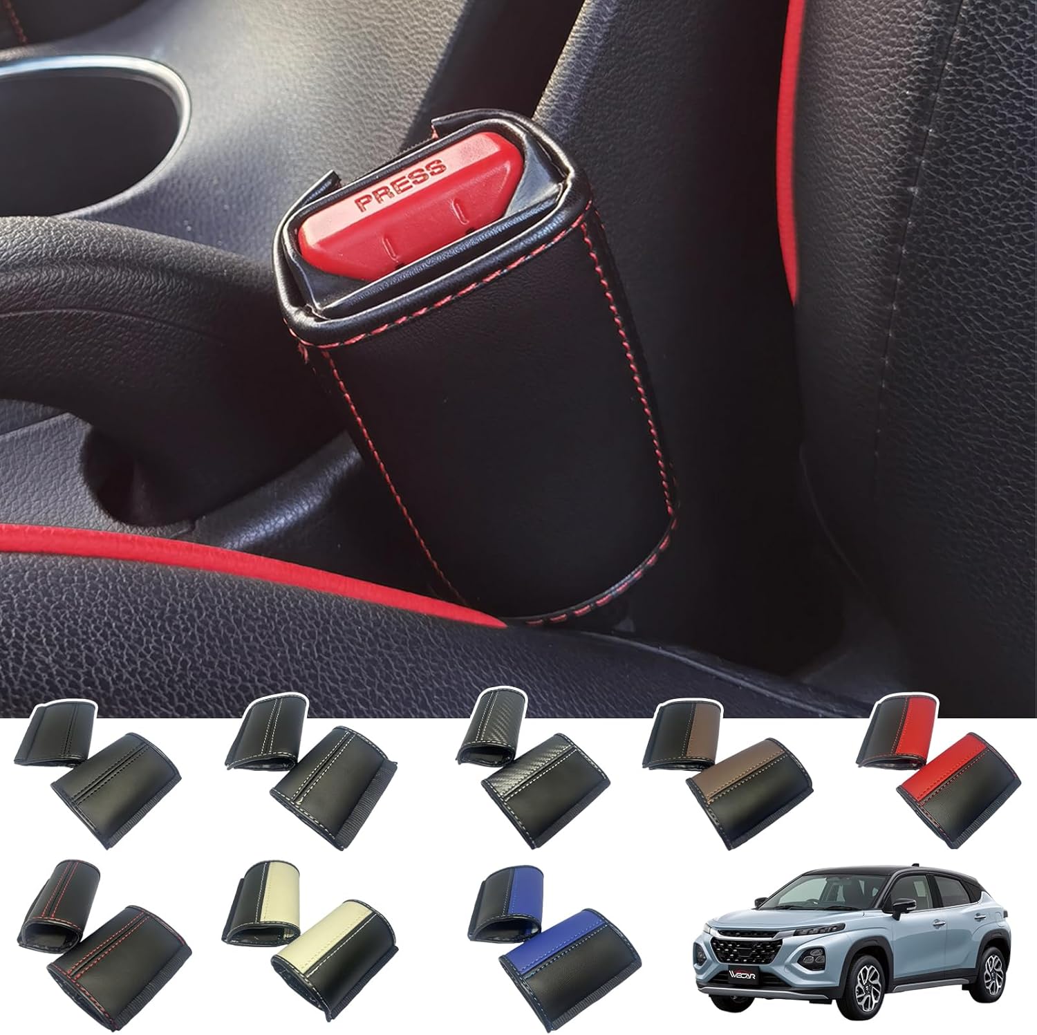 Amazon | WeCar スズキ フロンクス シートベルトバックルカバー 本革 バックルカバー シートベルトガードレシーバー シートベルトバックルホルダー 後部座席 汎用 前部座席 転倒 ...