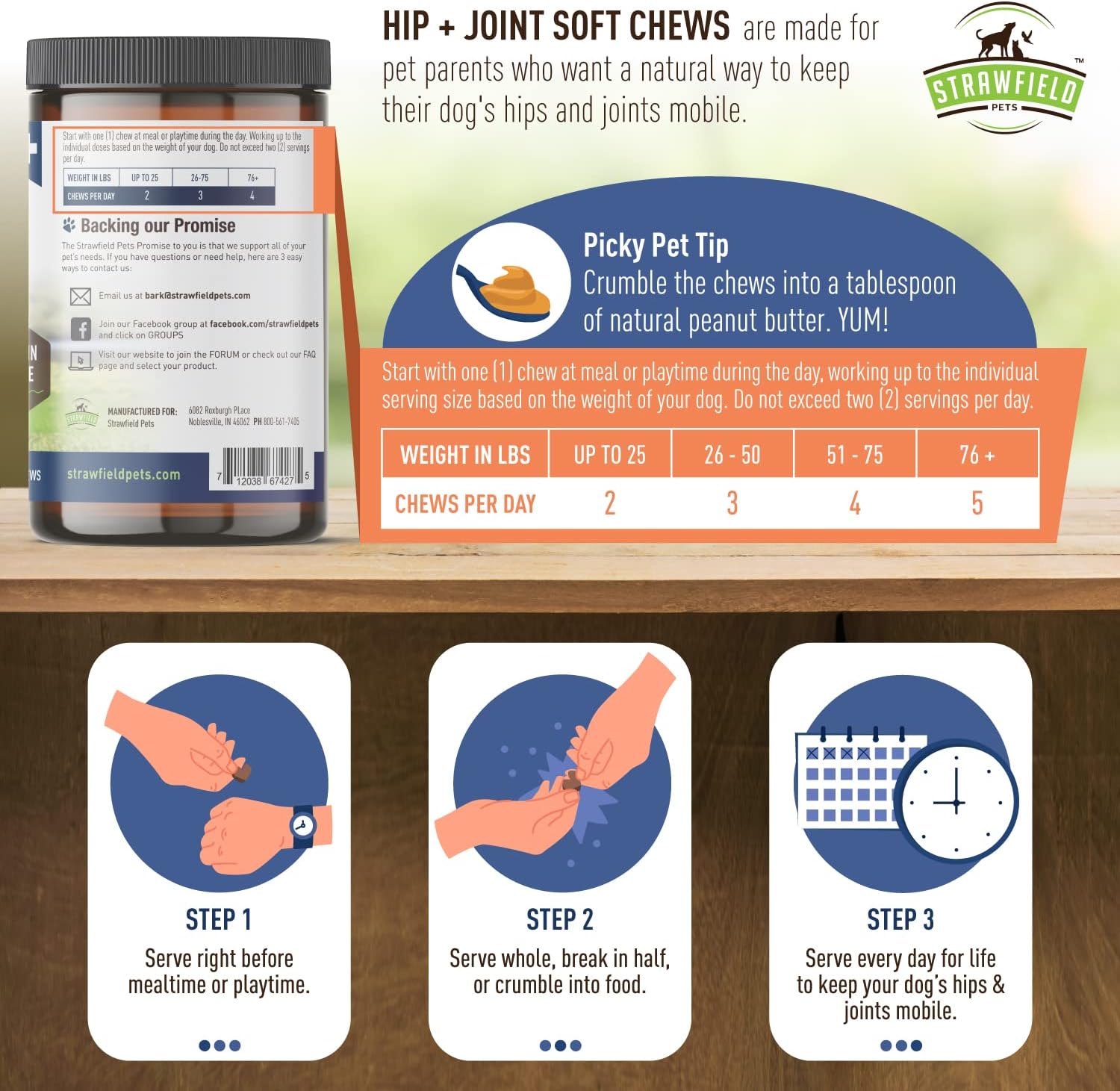 Strawfield Pets Glucosamina para perros Condroitina MSM cúrcuma 120 ...