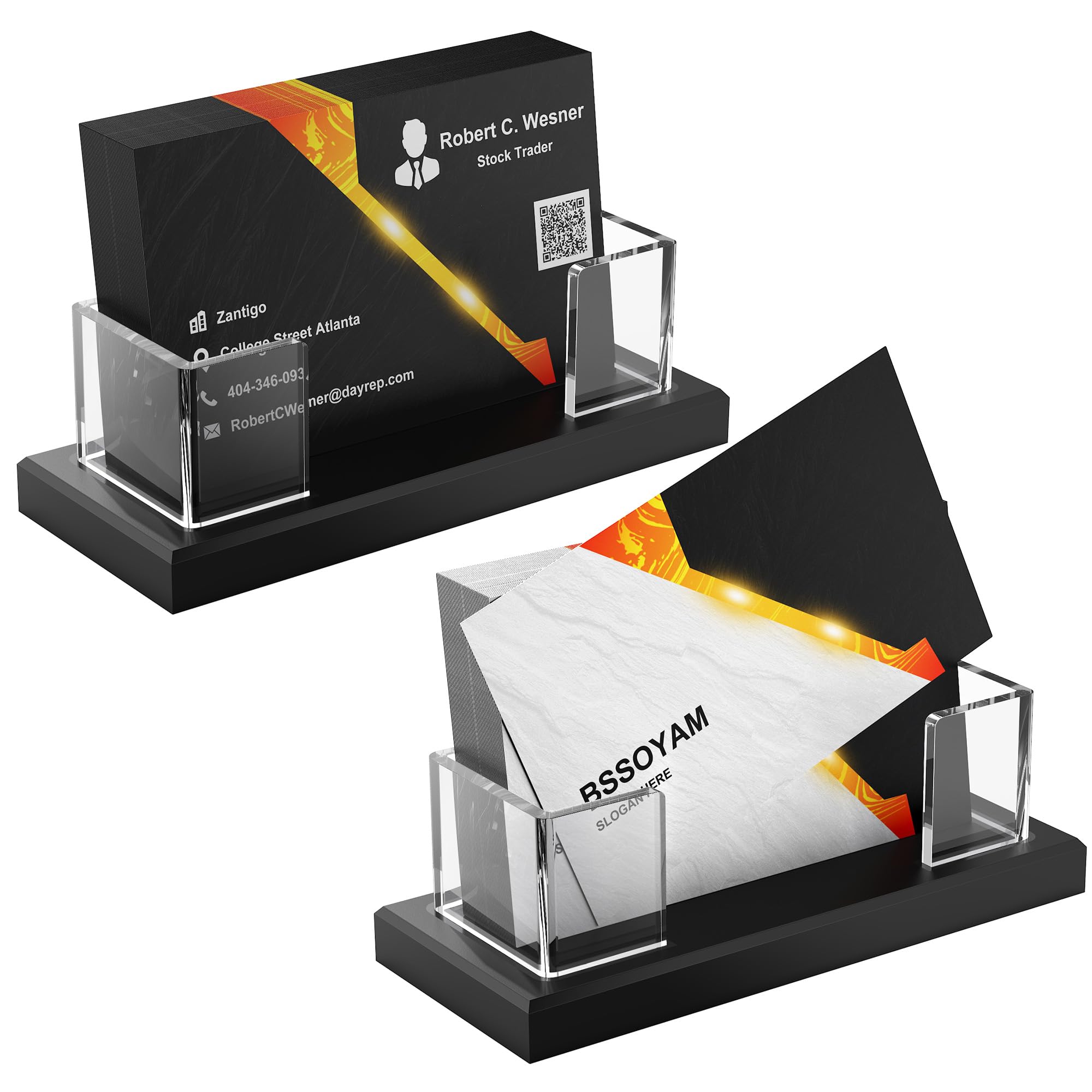 Amazon.com: BSSOYAMM 2 Pack of Business Card Holder for Desk, Acrylic ...