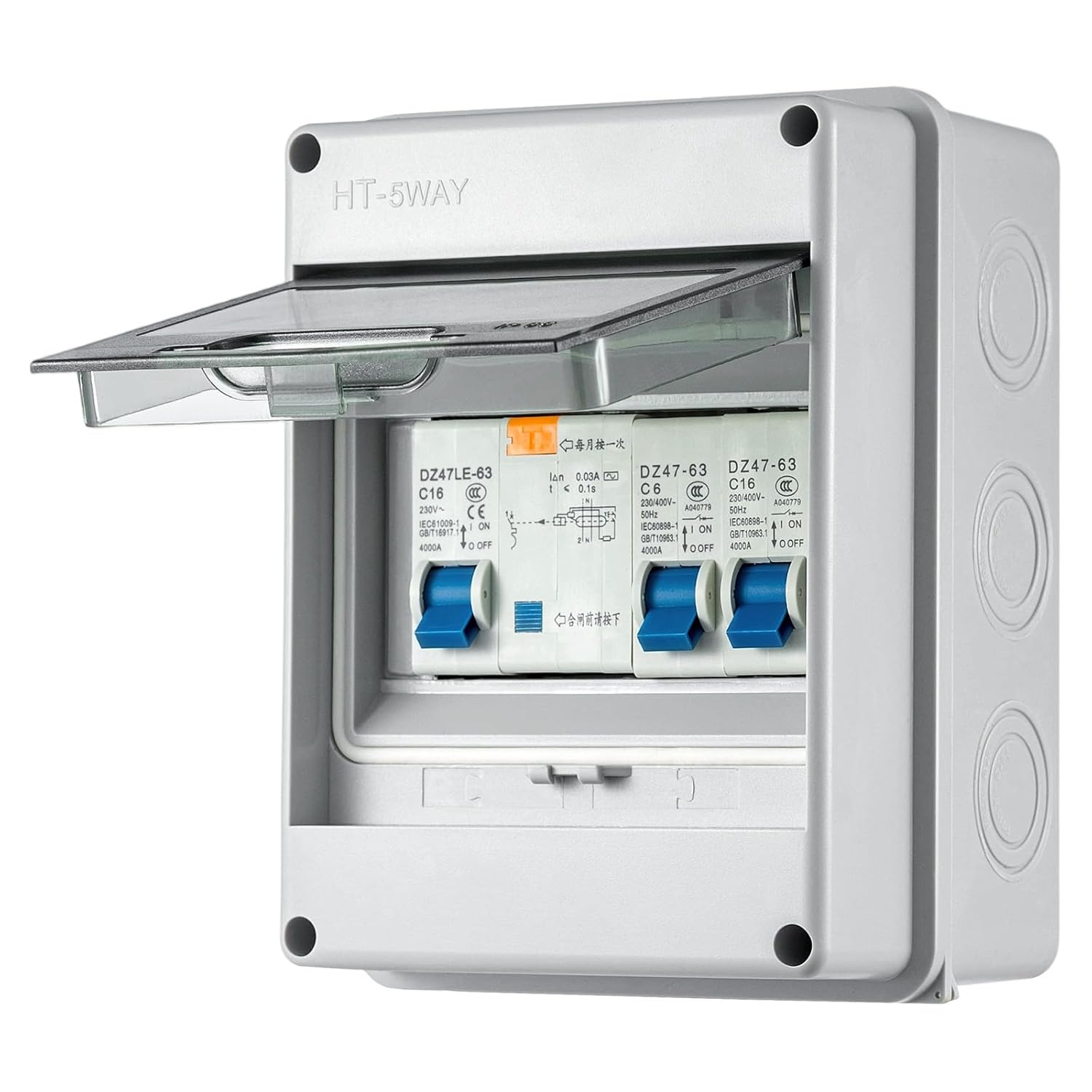 2 Way Consumer Unit IP65 Circuit Breaker Panel Garage Consumer Unit C16 ...