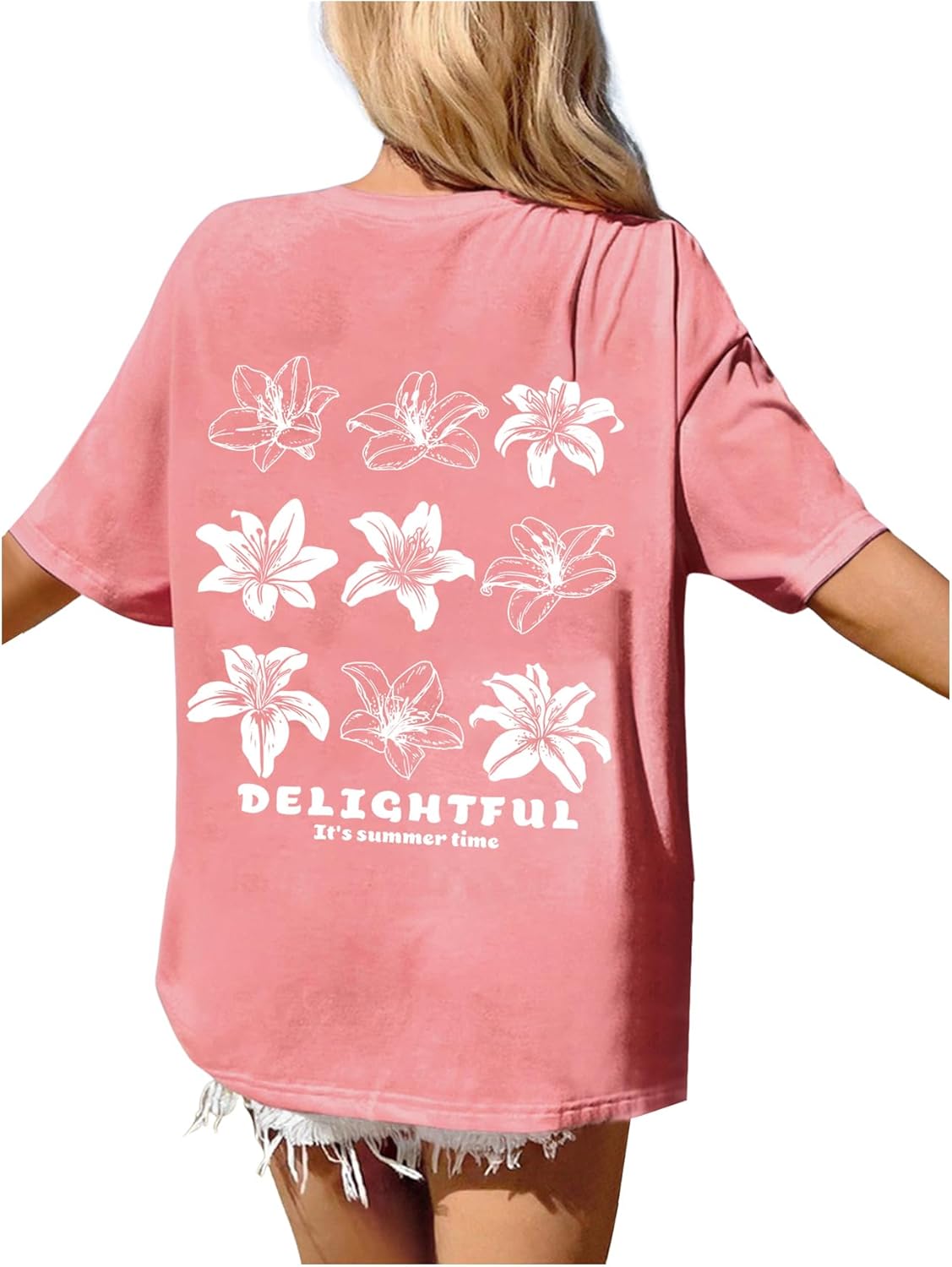 SOLY HUX Women's Floral Letter Print Oversized Graphic Tees Half Sleeve Vintage Loose T Shirt ...