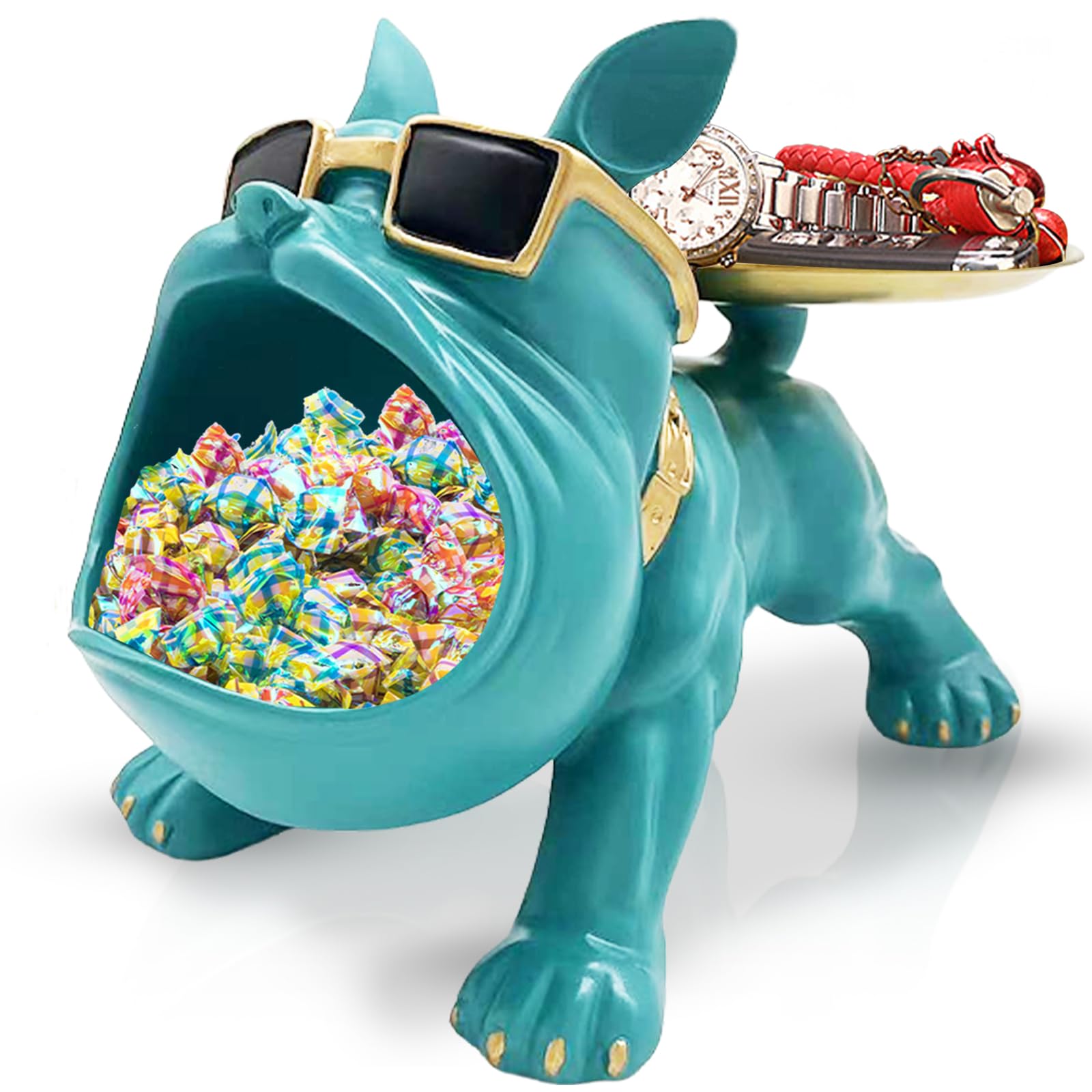 Amazon.com: Huhote Resin French Bulldog Tray Statue, Bulldog Candy Dish ...