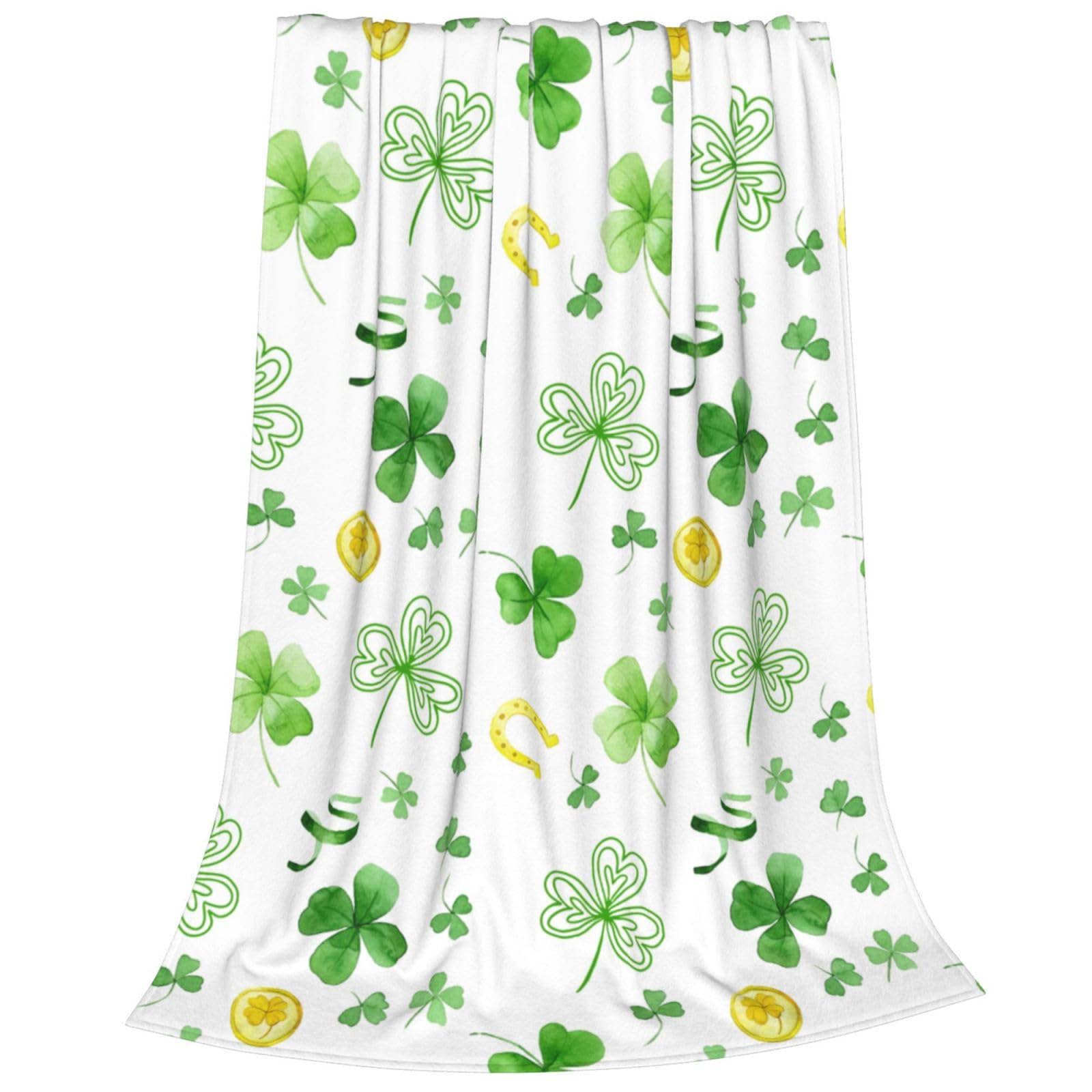 Amazon.com: St. Patrick's Day Shamrock Throw Blanket, Ireland Greens ...