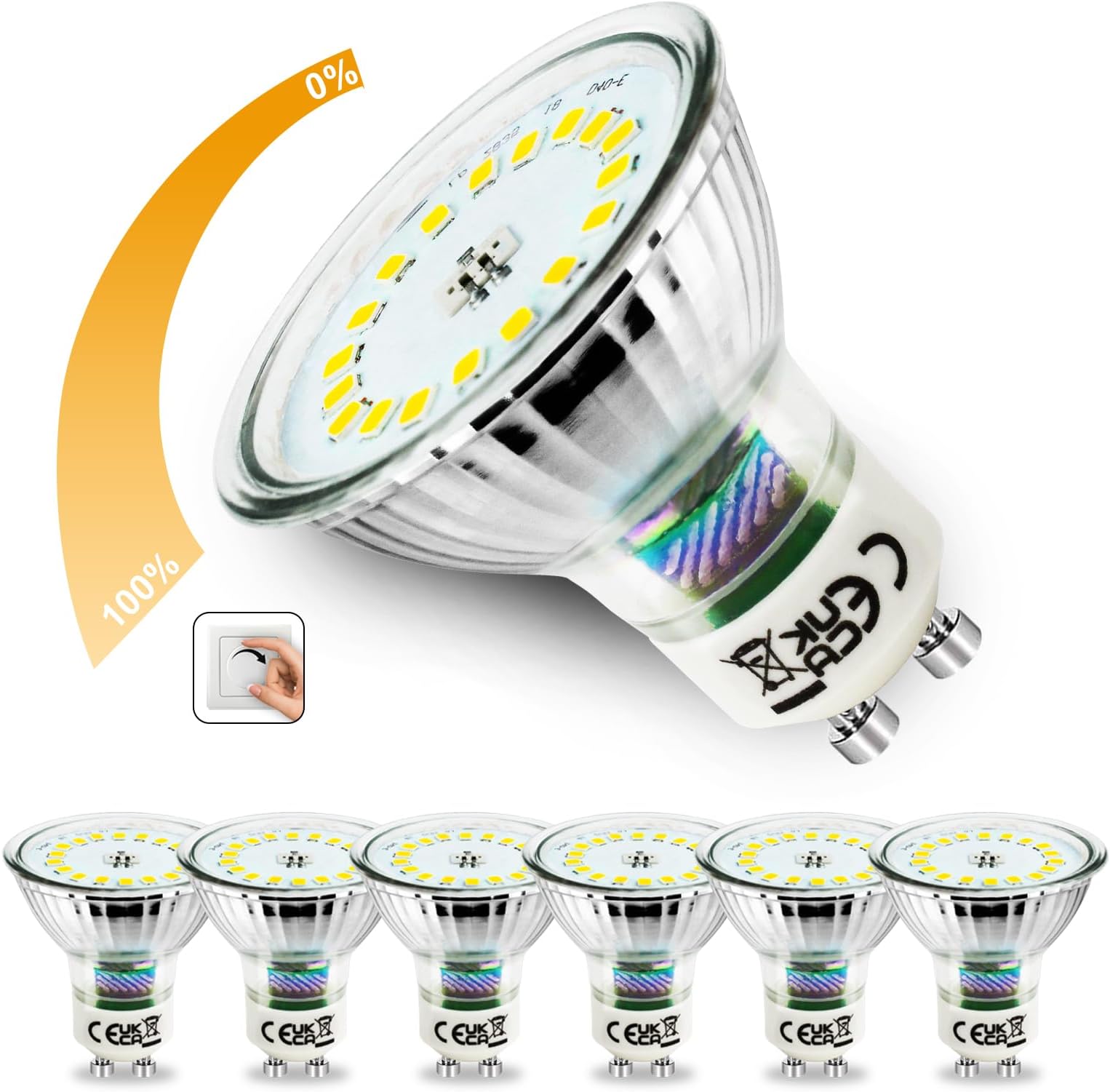 Allesgute 6X Dimmable GU10 LED Bulbs Cool White, 5W 500LM Energy Saving ...