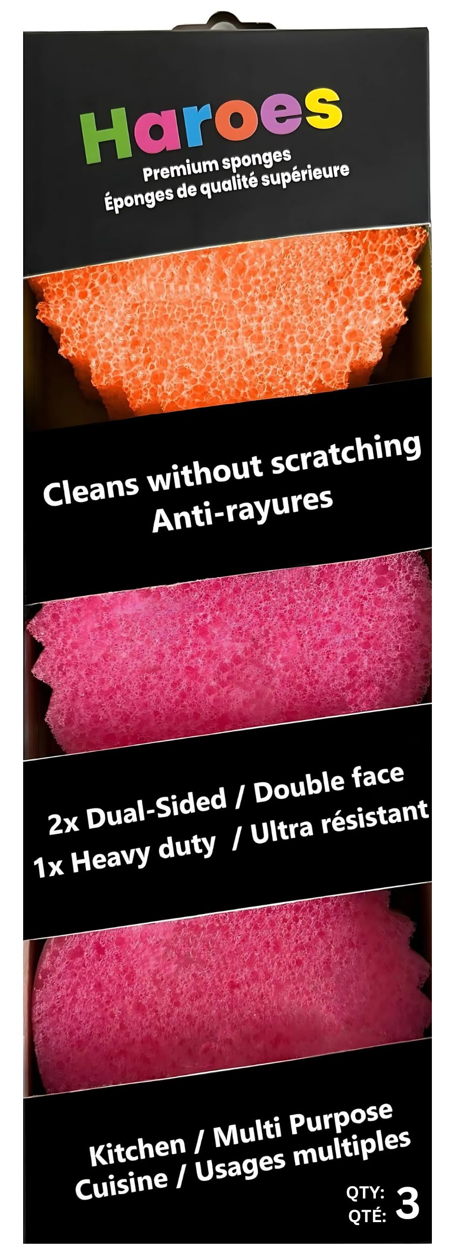 Amazon.com: HAROES Non Scratch Premium Kitchen Sponges - Pack of 3 ...