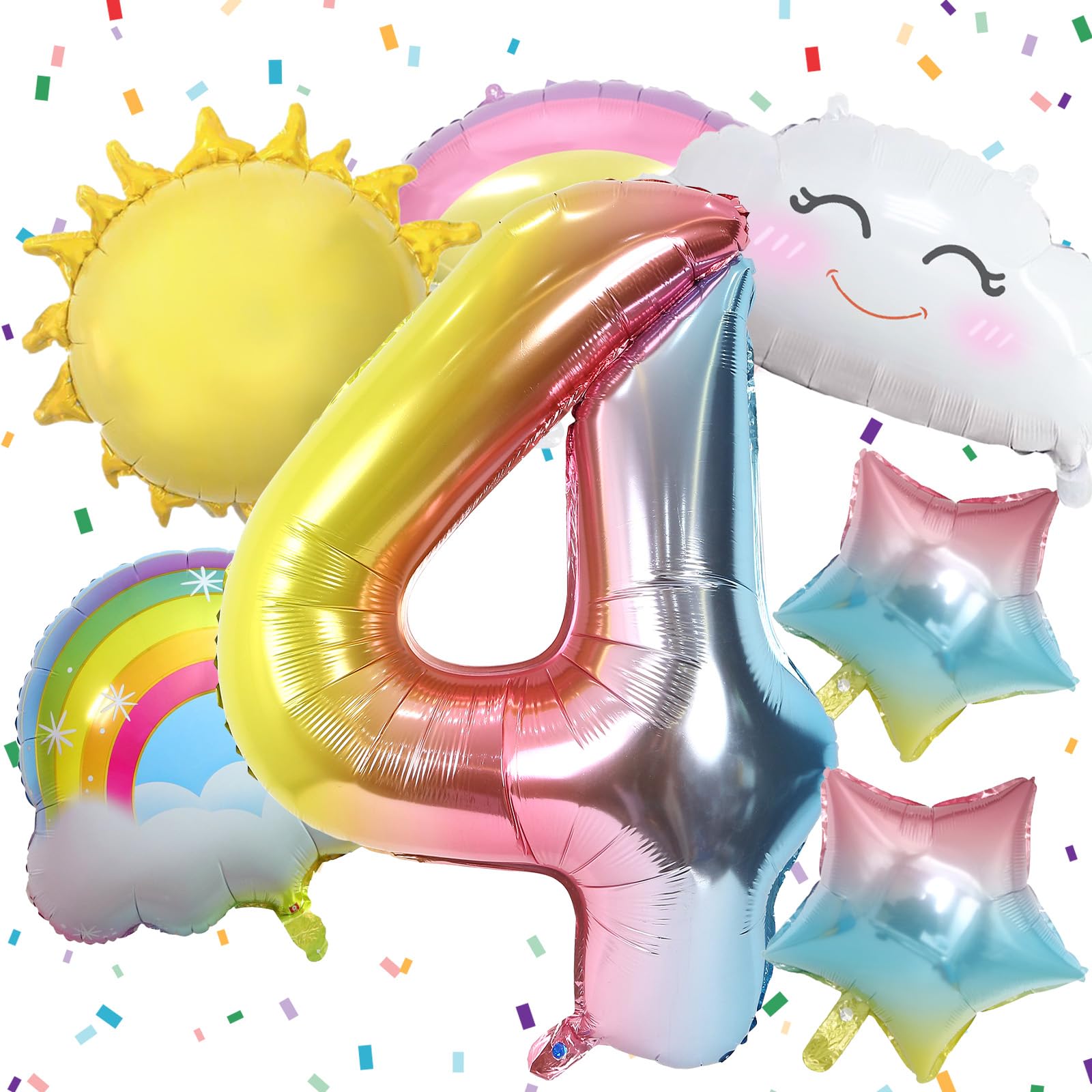 Amazon.com: 4th Birthday Decorations Girl, 4th Rainbow Birthday ...