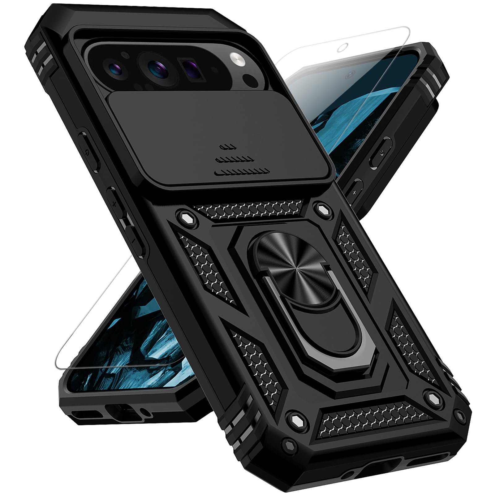 Amazon.com: for Google Pixel 9 / Pixel 9 Pro Case with Slide Camera Cover HD Screen Protector ...