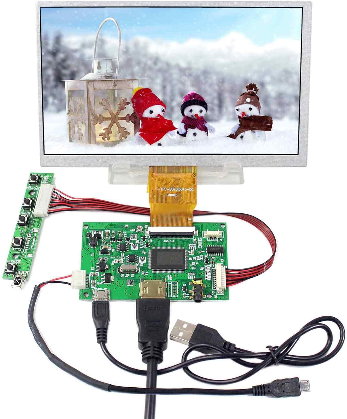 VSDISPLAY 7 inch 1024x600 IPS LCD Screen 50 pin and Controller Board ...