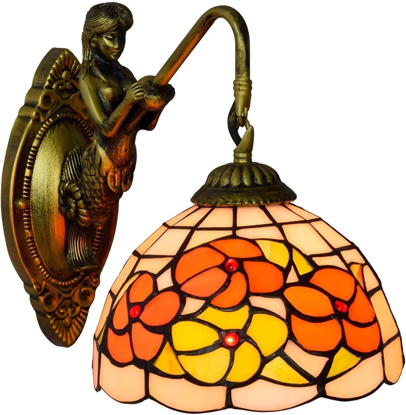 1 light wall sconce, Tiffany Nordic style wall sconce, stained glass ...