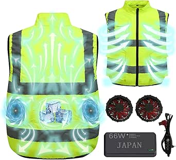Amazon.co.jp: [YAYAMIYA] 2025年最新 33V超高出力60000mAh ファン付きベスト 空調作業服 ファンバッテリーセット 66w急速充電モバイルバッテリー ...