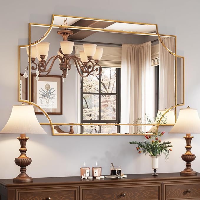 Amazon.com: Kelly Miller 32"x48" Large Gold Mirror for Wall, Modern ...