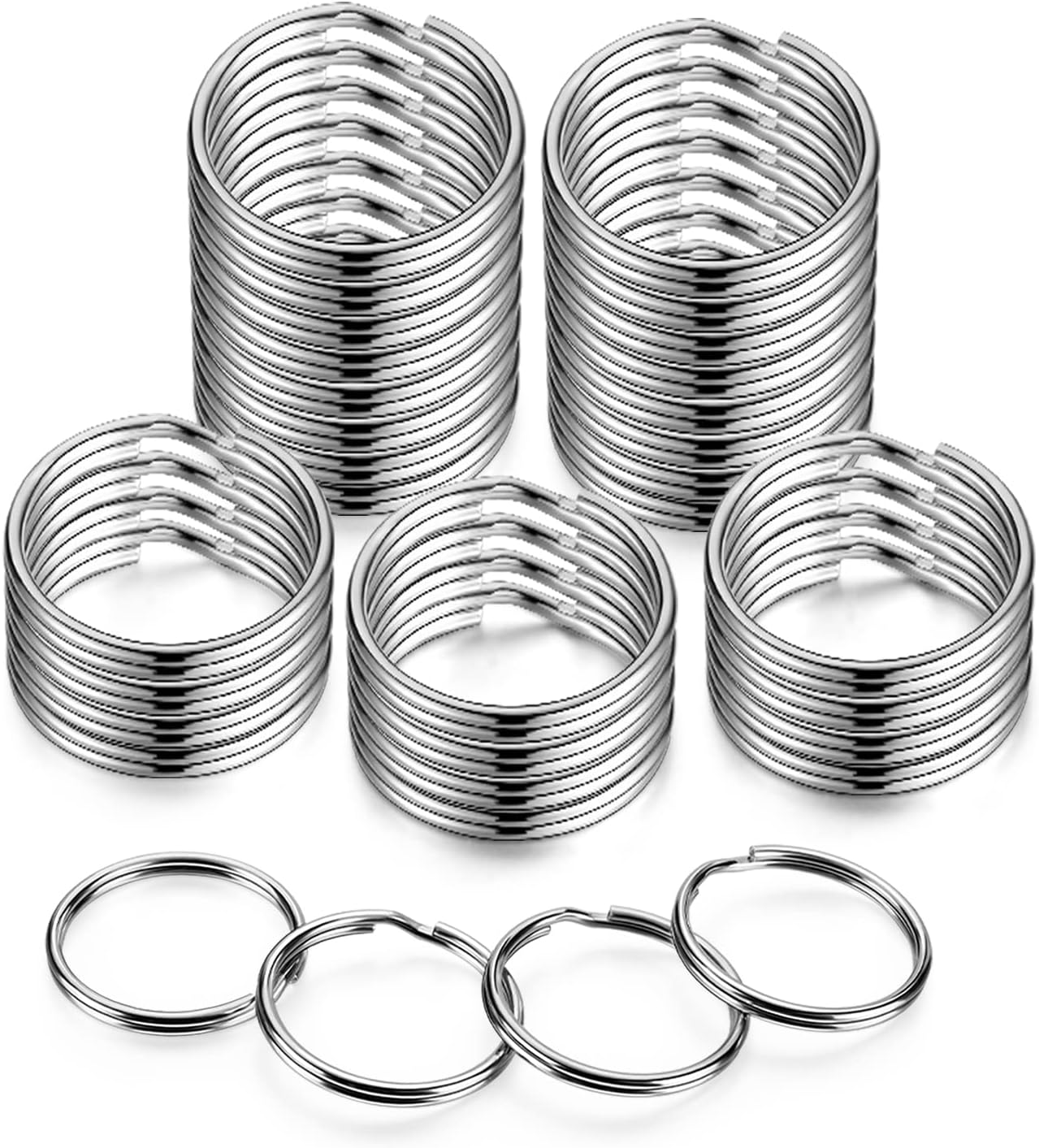 YHYZ 12mm Key Rings Bulk (60pcs, Round), Sliver Metal Spilt Key Rings ...