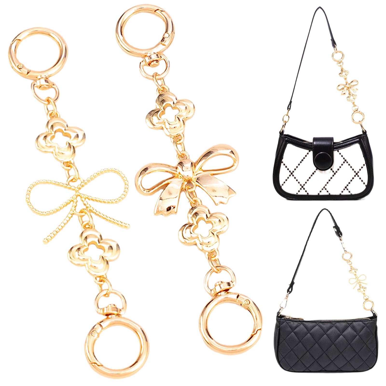 Amazon.com: 2 PCS Metal Bow Bag Extender Chains Purse Bag Strap Chain ...