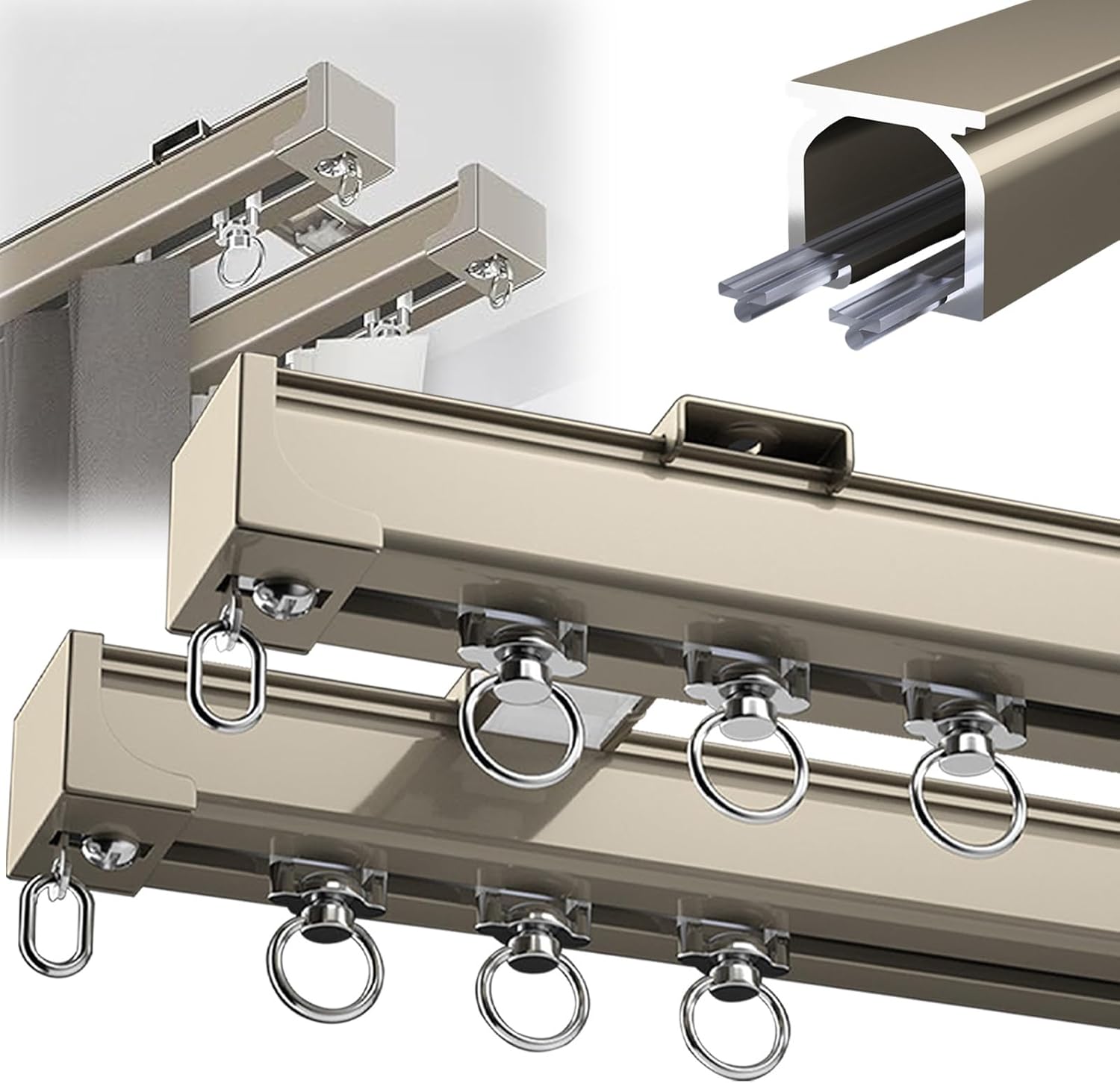 Amazon.com: Heavy Aluminum Ceiling Curtain Track Set, Room Dividers ...