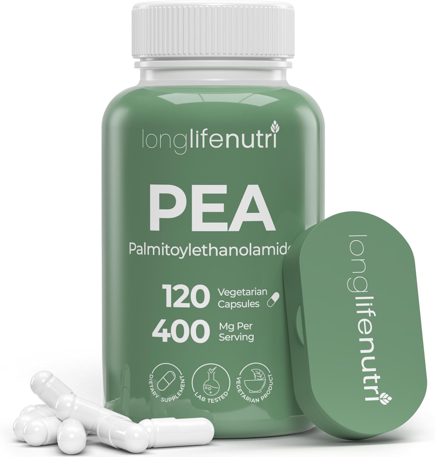 Palmitoylethanolamide 400 mg - 120 Vegetarian Capsules | Micronized Pea ...