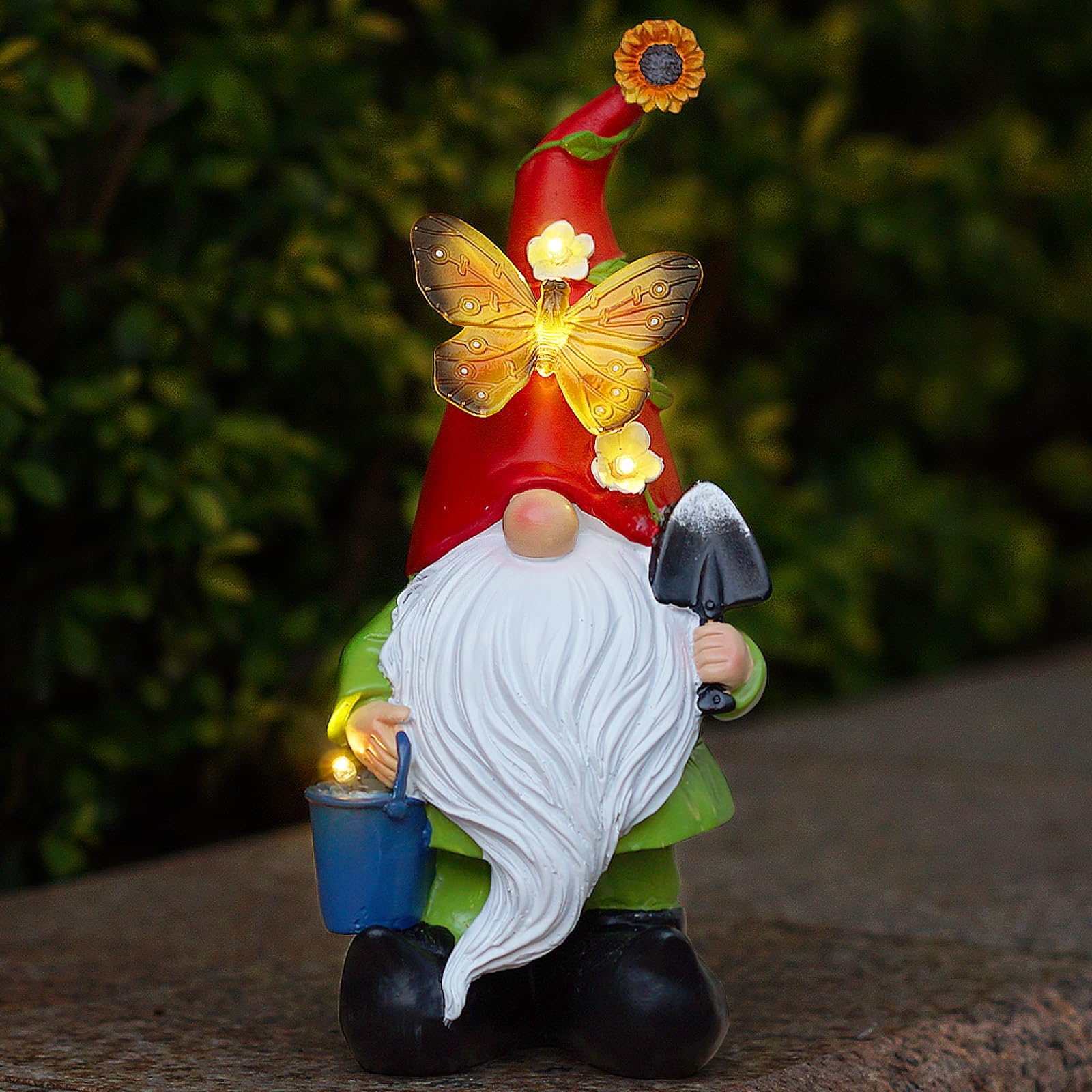 Amazon.com: Mood Lab Garden Gnome - Solar Gnome Statue with Basket of ...