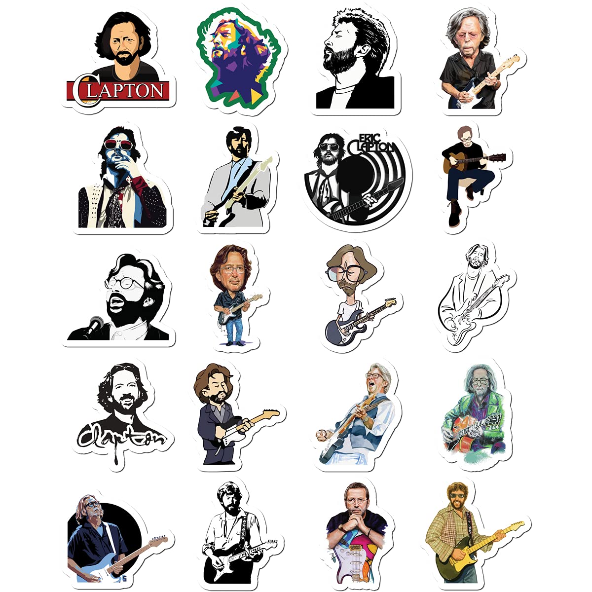Amazon.com: 20 Pcs Stickers Pack Eric Laptop Clapton Colorful Aesthetic ...