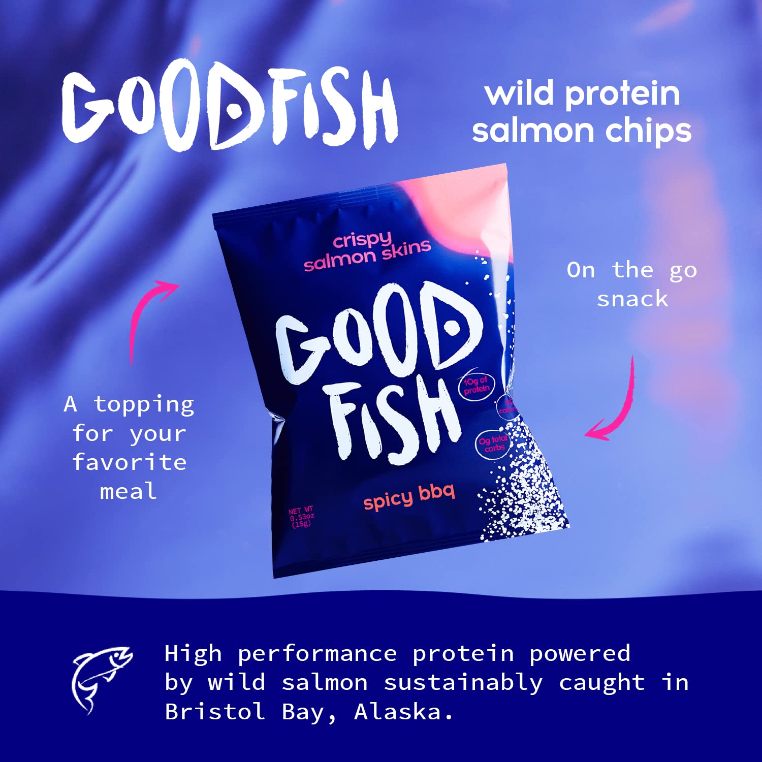 Crispy Salmon Skin Chips by GOODFISH - Spicy BBQ, 8-Pack - Wild-Caught ...