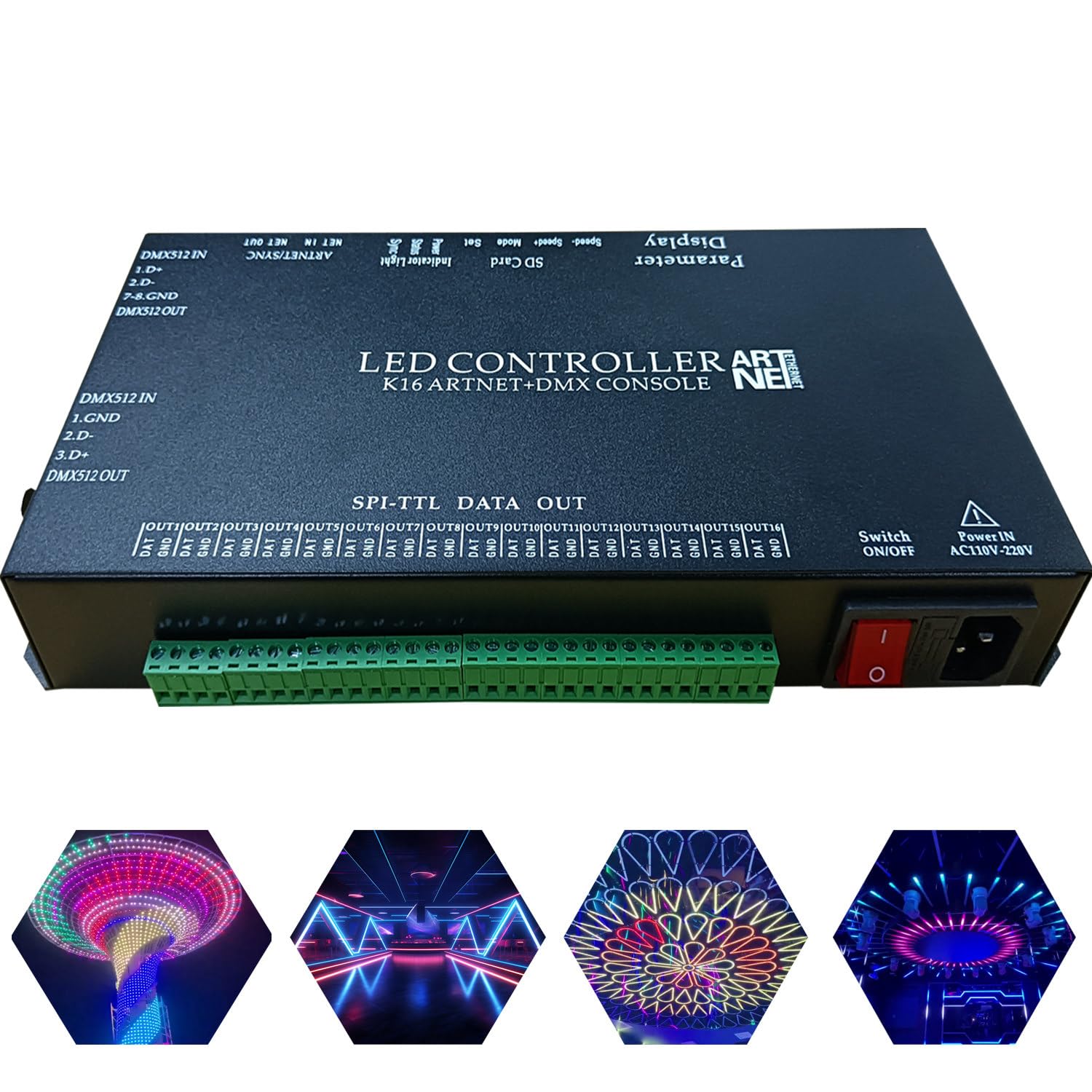 Snapklik.com : Addressable Led Controller, Programmable RGB Pixel Controller 16 Port 16384 ...