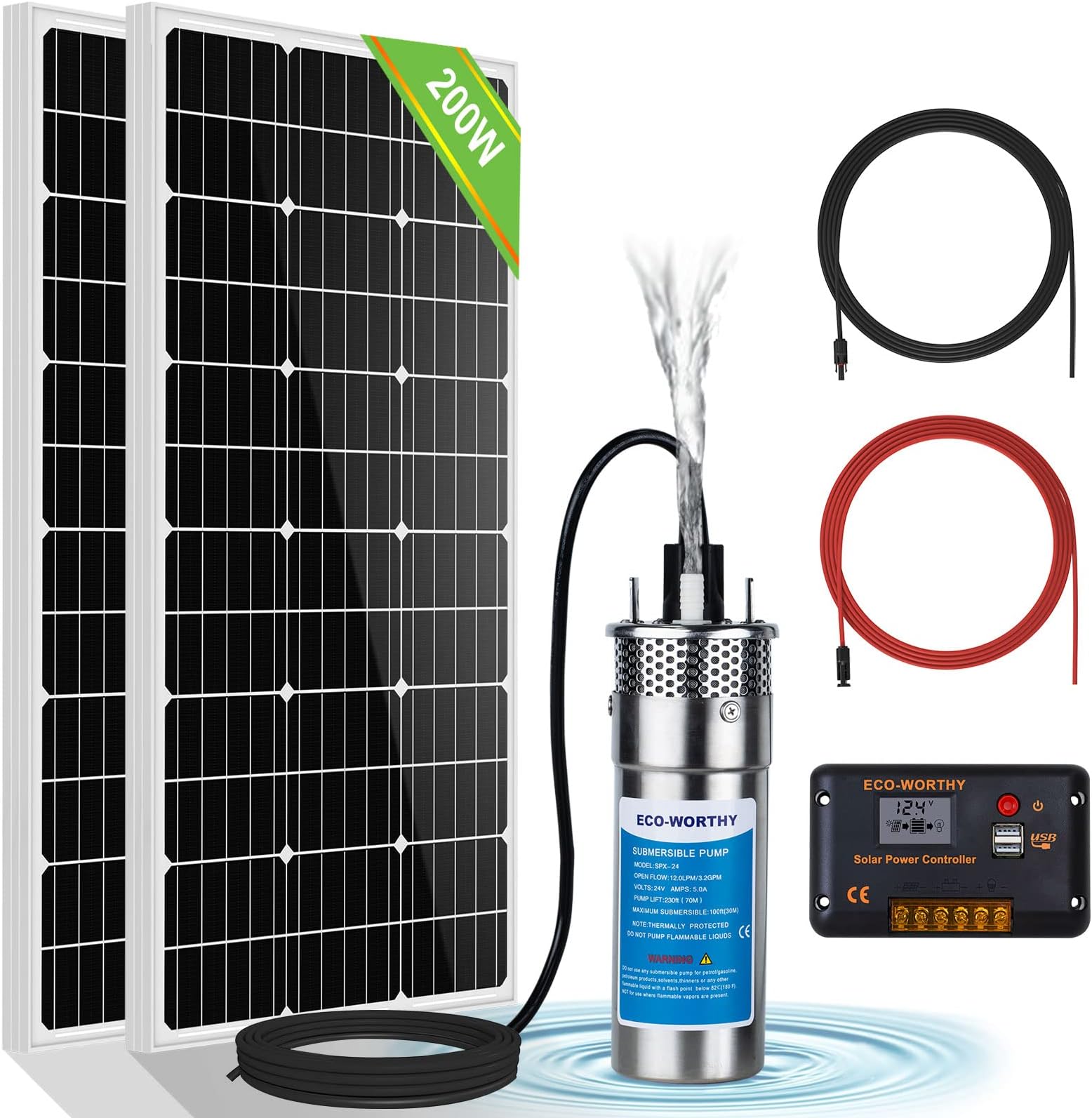 Amazon.com : ECO-WORTHY Solar Deep Well Water Pump Kit 12V DC ...