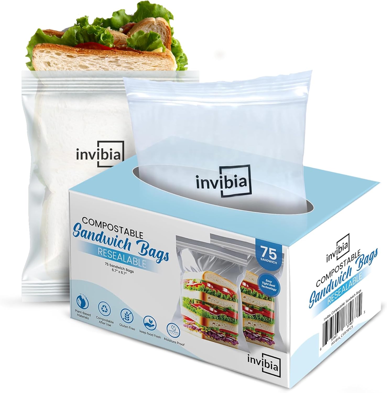 Amazon.com: Pure Compostable Sandwich Bags - Zip-Locking Biodegradable ...