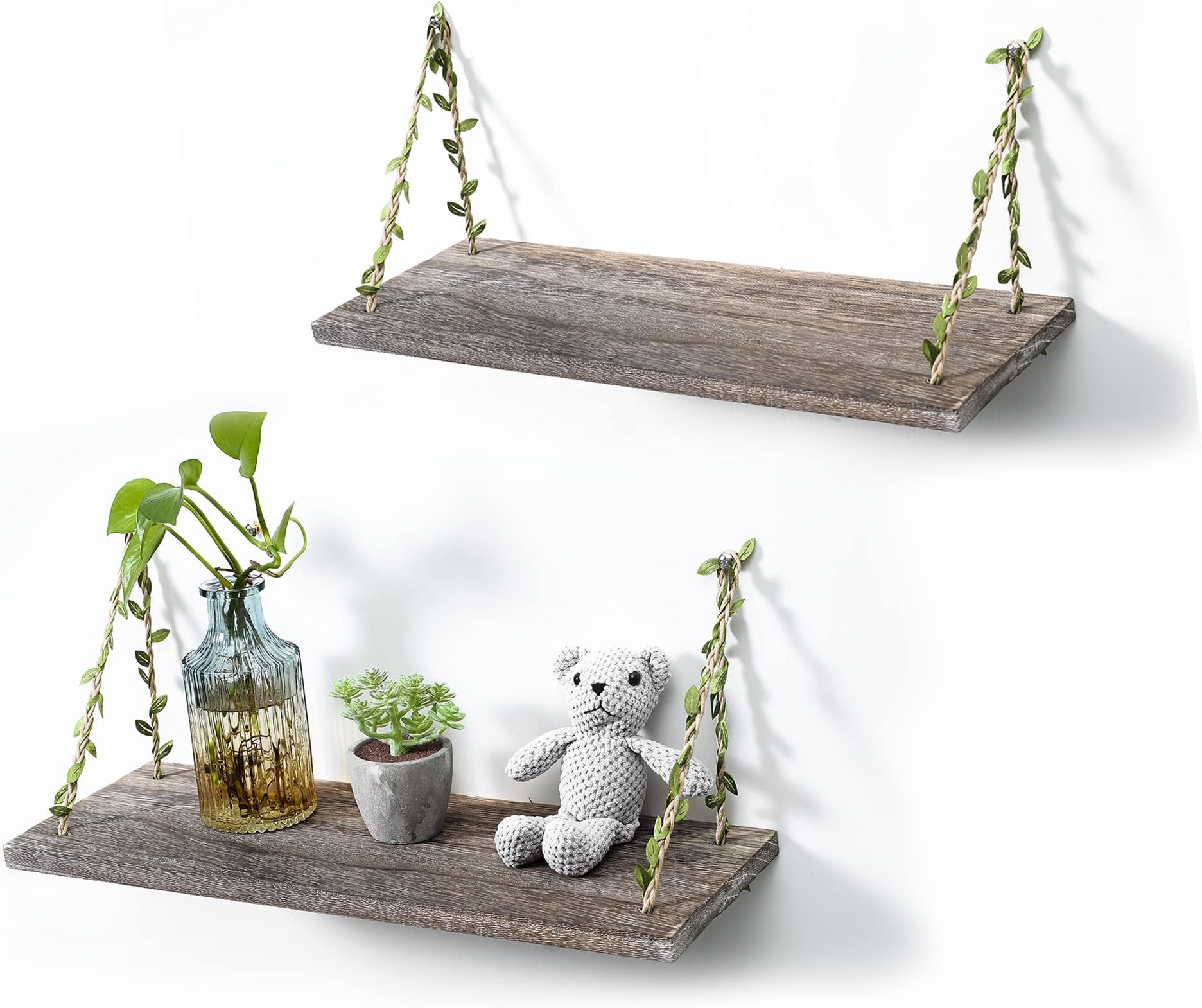 Amazon.com: AHDECOR LeafRope Hanging Floating Shelves, Wall Swing ...