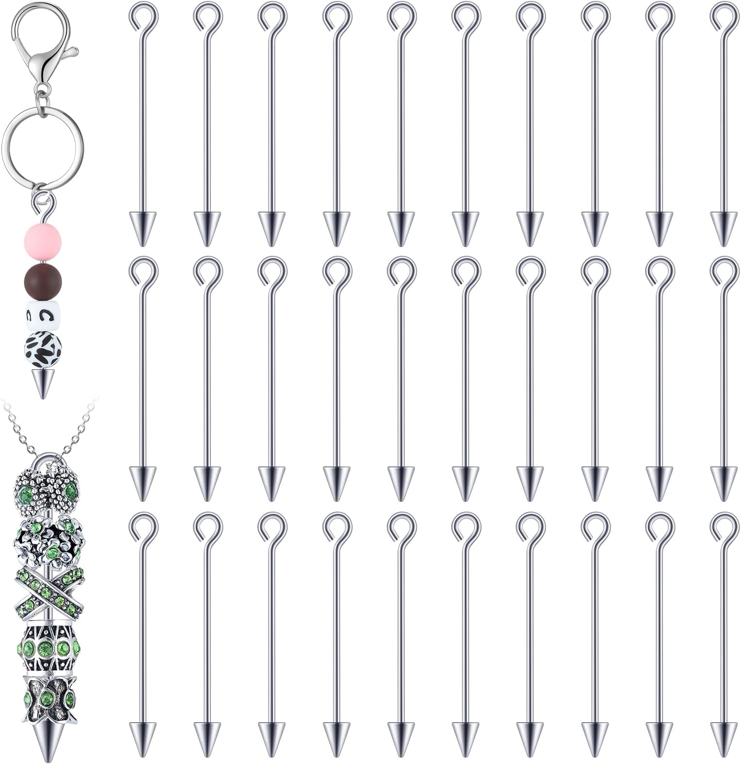 Amazon.com: Yaocom 30 Pcs Beadable Keychain Bars Beadable Bar Links ...