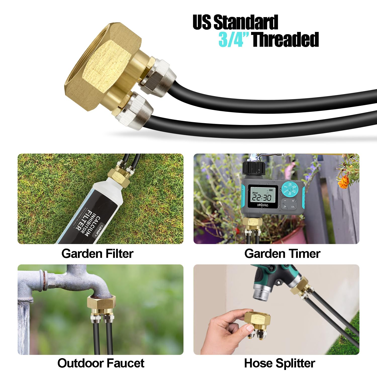 Snapklik.com : Drip Irrigation Hose Connector, 4 Pcs 3/4" To Dual 1/4 ...