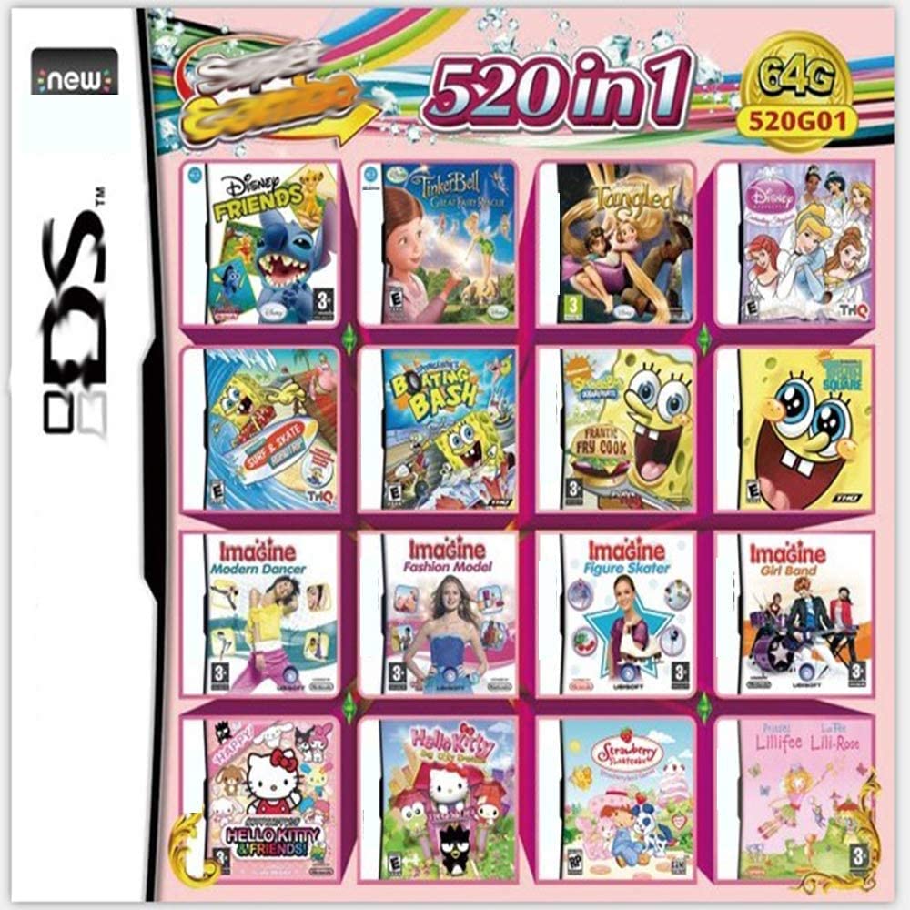 Amazon.com: 520 in 1 Game Cartridge DS Game Pack Card Compilations ...