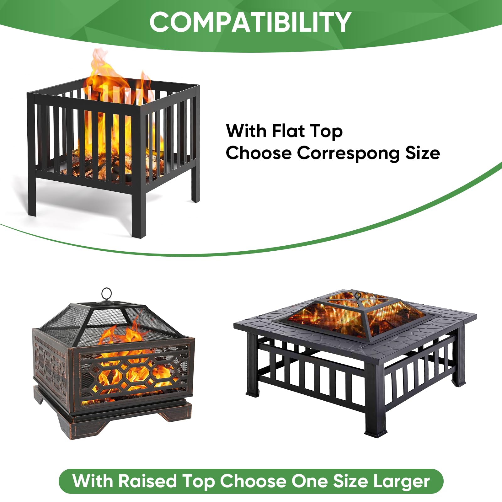 Fire Pit Covers Round BALEINE , Heavy Duty 420D Oxford Waterproof Fire ...