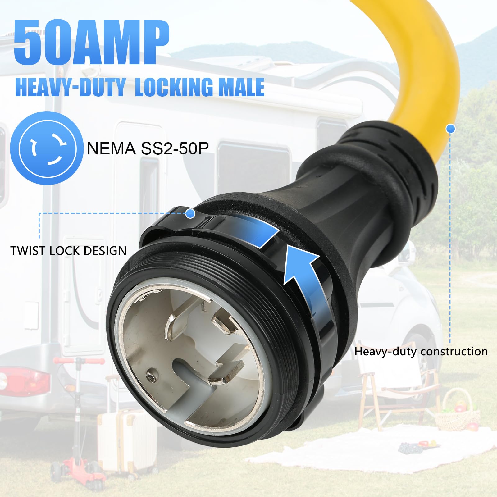 Snapklik.com : 1.5FT 50 Amp RV Power Adapter Cord, NEMA SS2-50P To SS2 ...