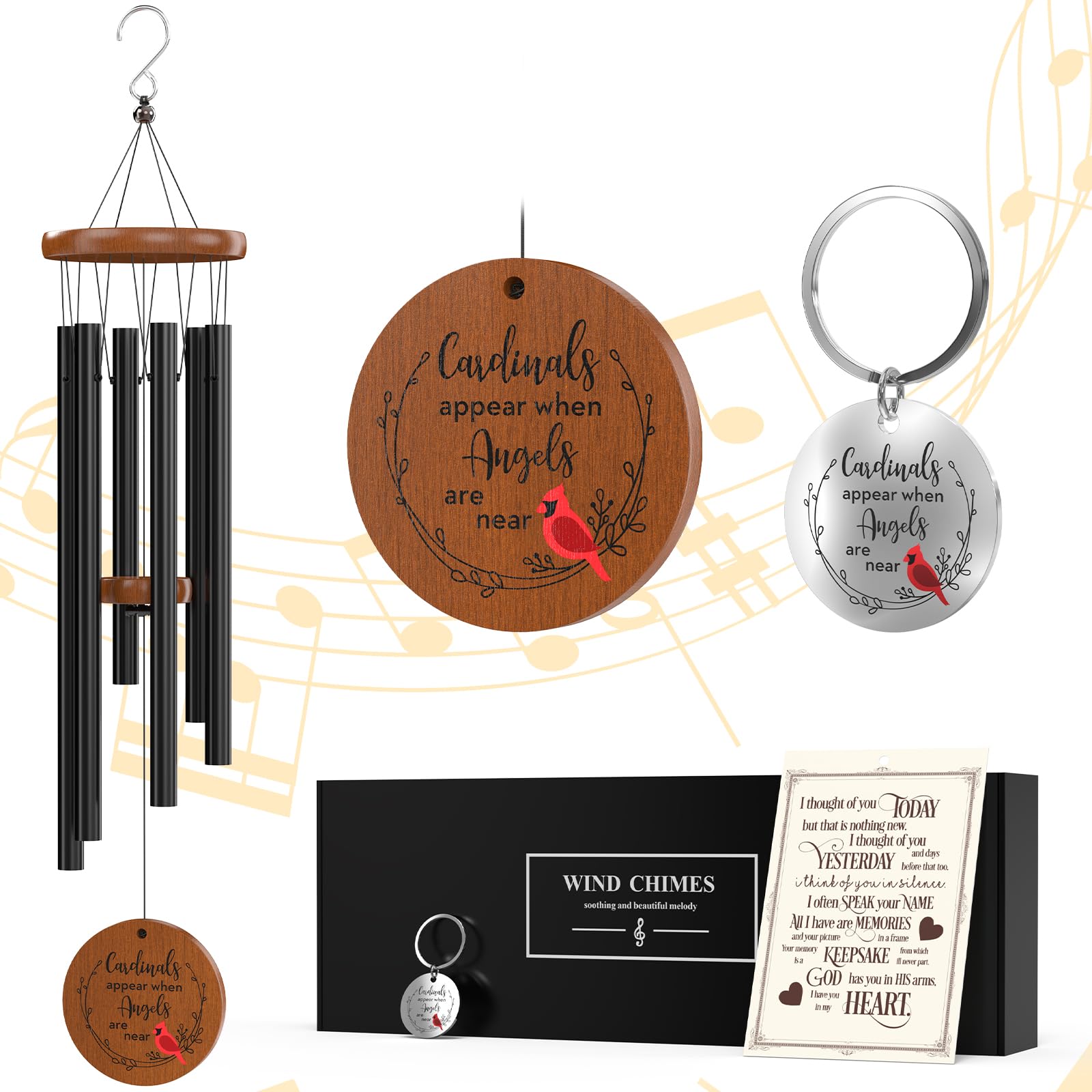 Amazon.com : Cardinal Wind Chimes and Remembrance Keychain, Cardinal ...