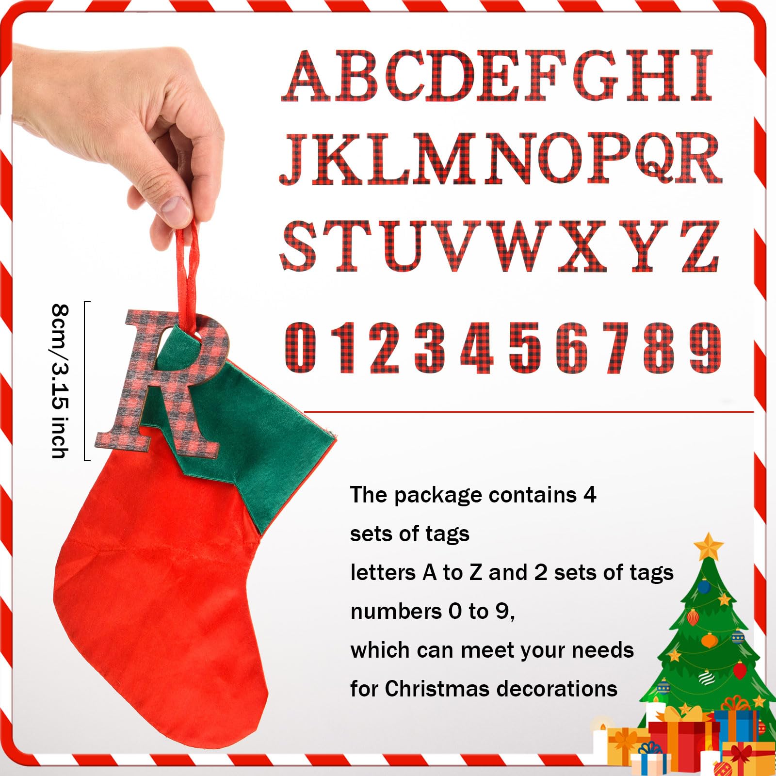 Snapklik.com : 124 Pcs Christmas Stocking Letter Numbers Tags ...