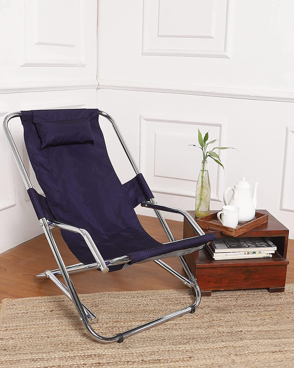 Essential World® Metal Folding Recliner Easy Chair with Arm Rest ...