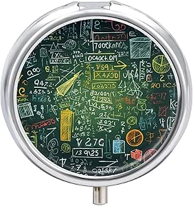 Amazon.com: Pill Box Math Question Printed Pill Case Daily Round Pocket ...