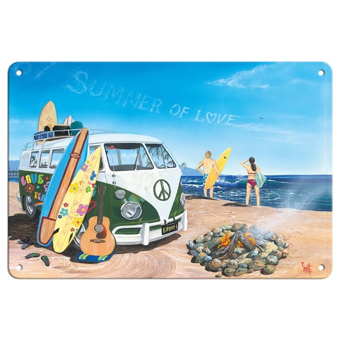 Buy Pacifica Island Art Summer of Love - Classic VW Van on Beach with ...