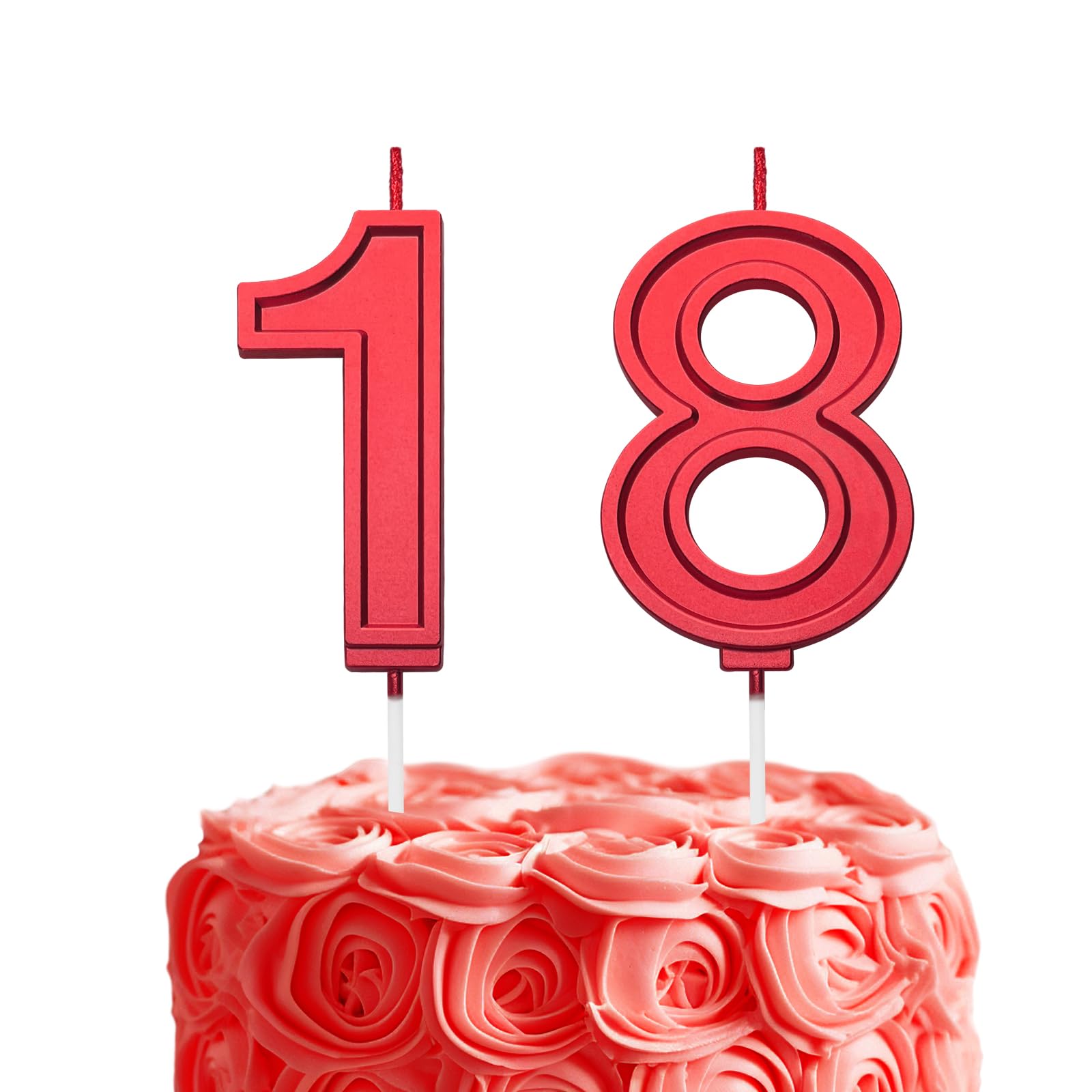 Amazon.com: Red 18 Number Birthday Candle for Cake, 2.76 Inch Number ...