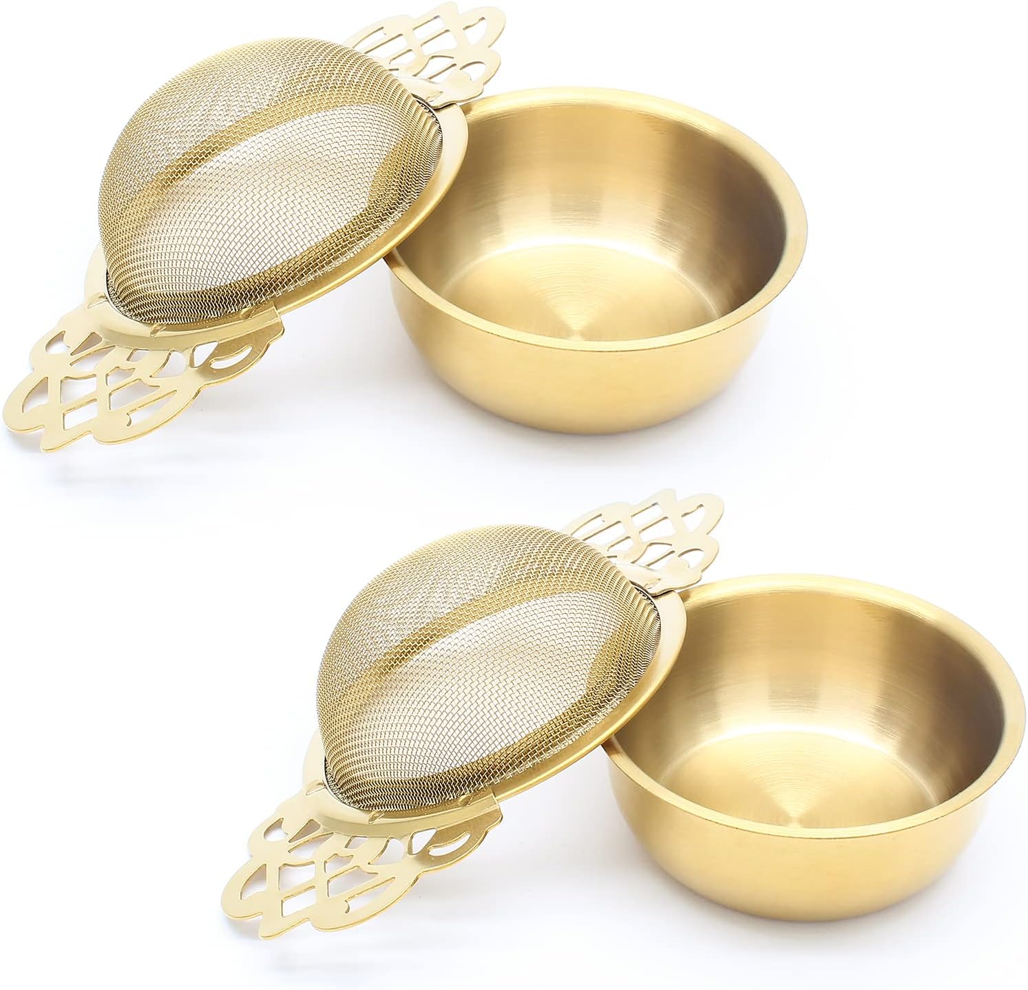Amazon.com: Bonsicoky 2 Pack Tea Strainer Bowl, Stainless Steel Loose ...