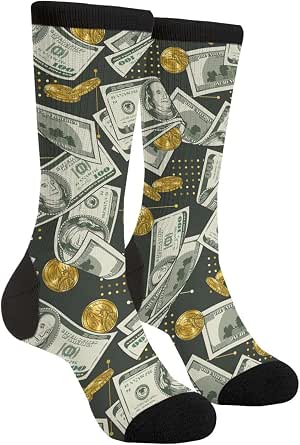 Amazon.com: GJLNTRF 100 Us Dollar Bills Novelty Crew Socks Casual Crazy ...